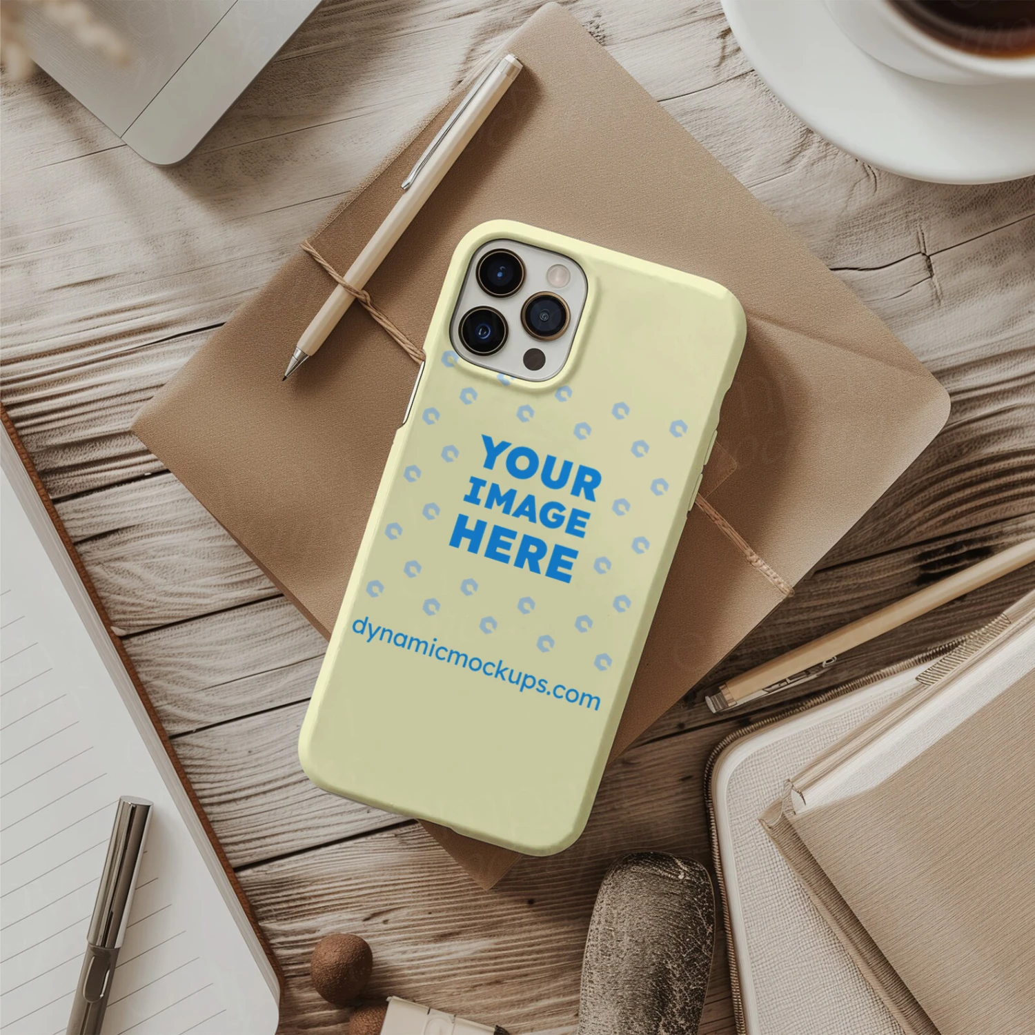 iPhone Cream Phone Case Mockup Template #3985 + PSD | Use It Now