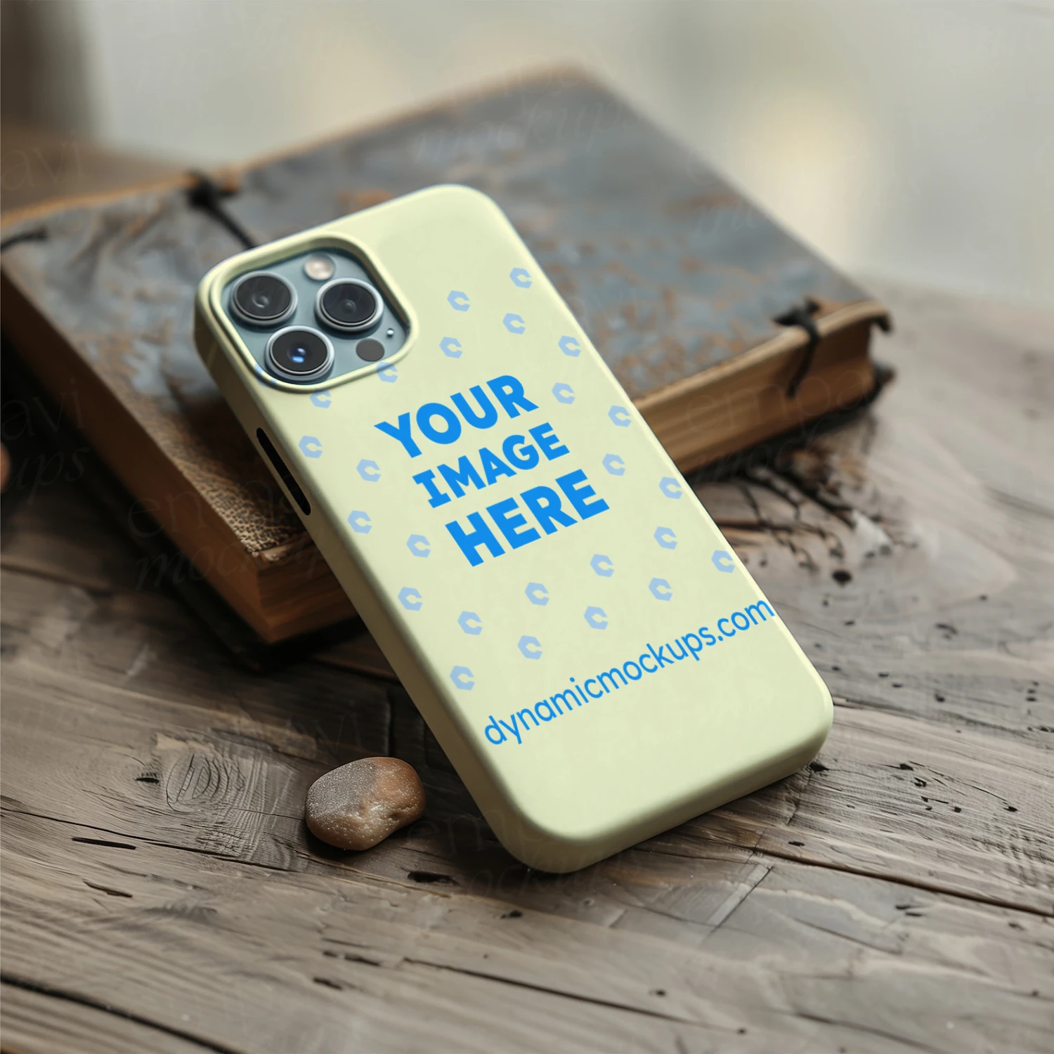 iPhone Cream Phone Case Mockup Template