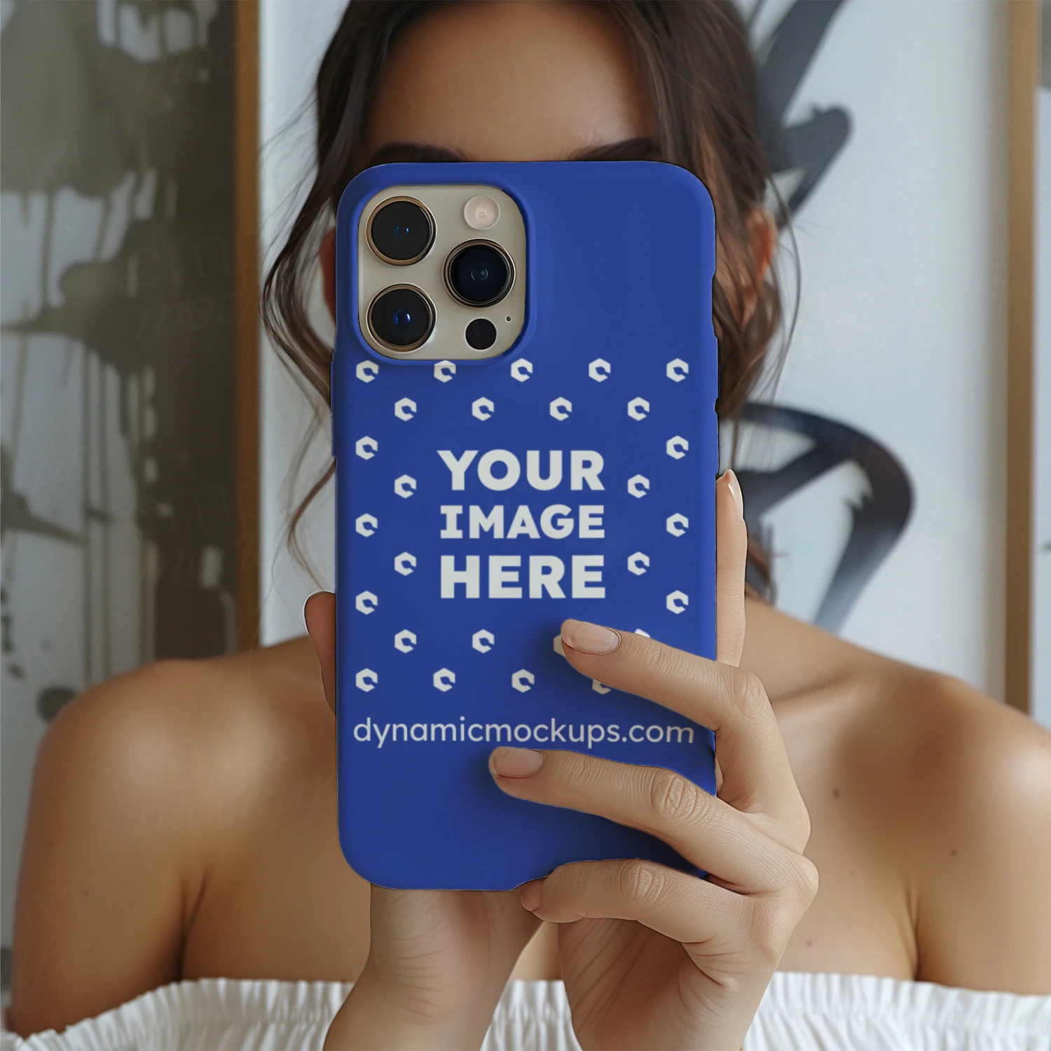 iPhone Dark Blue Phone Case Mockup Template