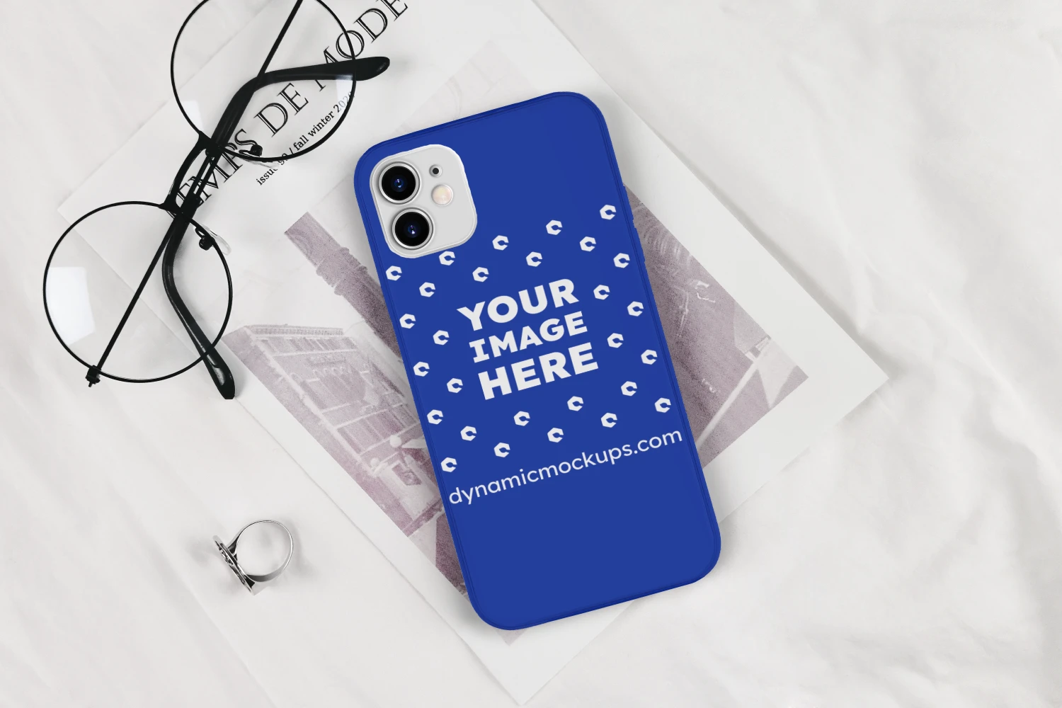 iPhone Dark Blue Phone Case Mockup Template #3970 + PSD | Use It Now