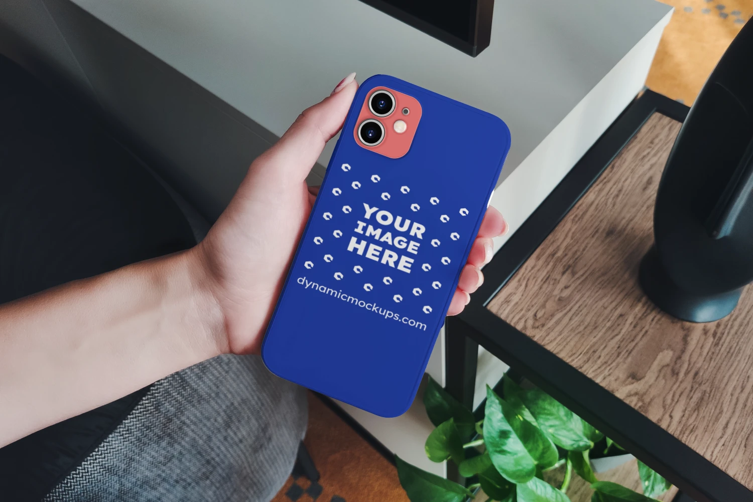 iPhone Dark Blue Phone Case Mockup Template
