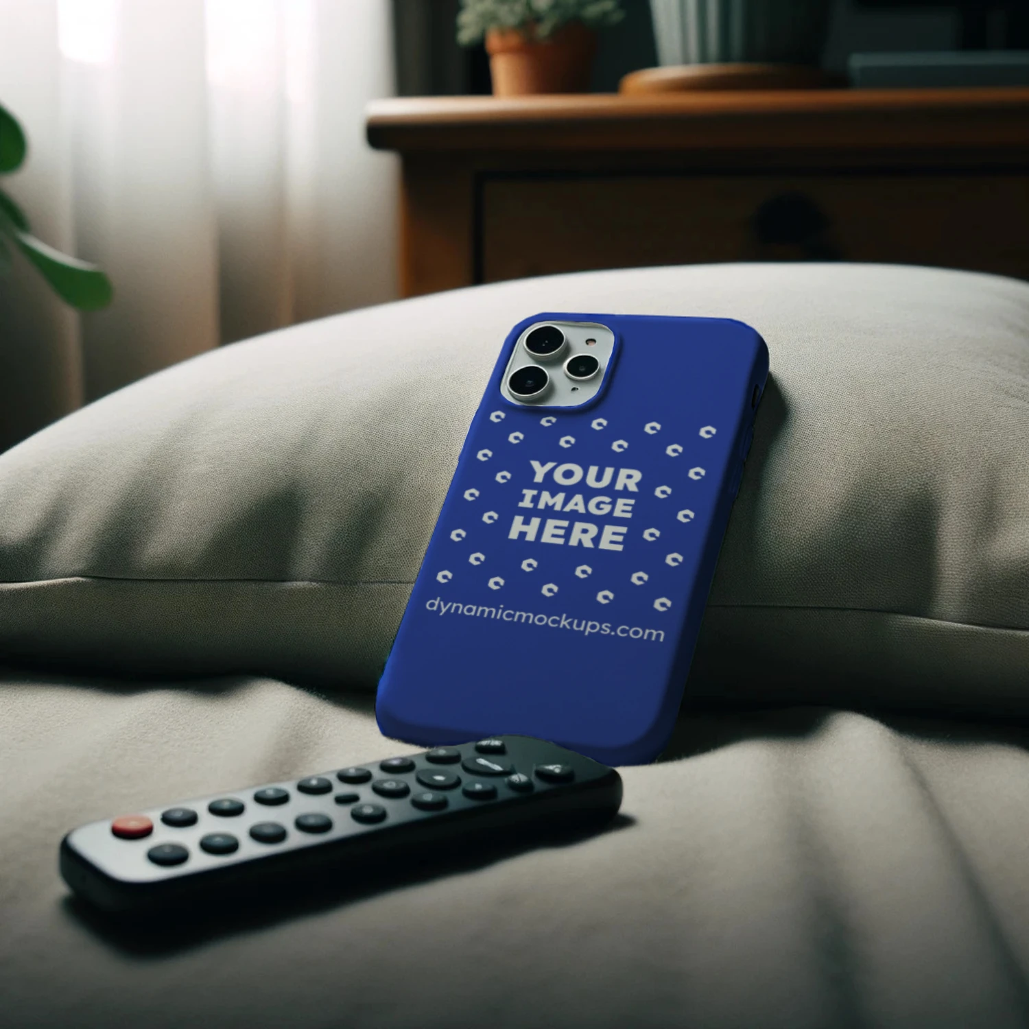 iPhone Dark Blue Phone Case Mockup Template #3979 + PSD | Use It Now