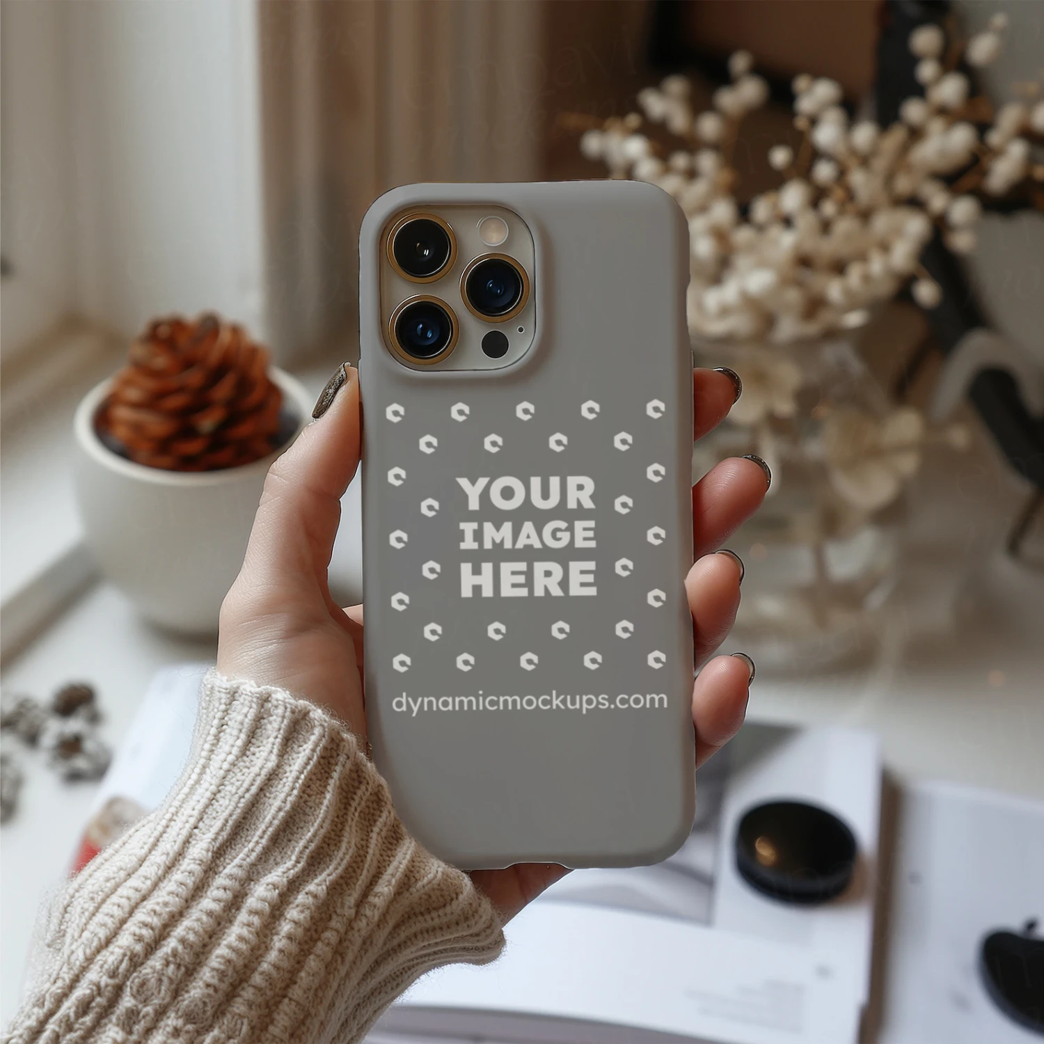 iPhone Gray Phone Case Mockup Template #3993 + PSD | Use It Now
