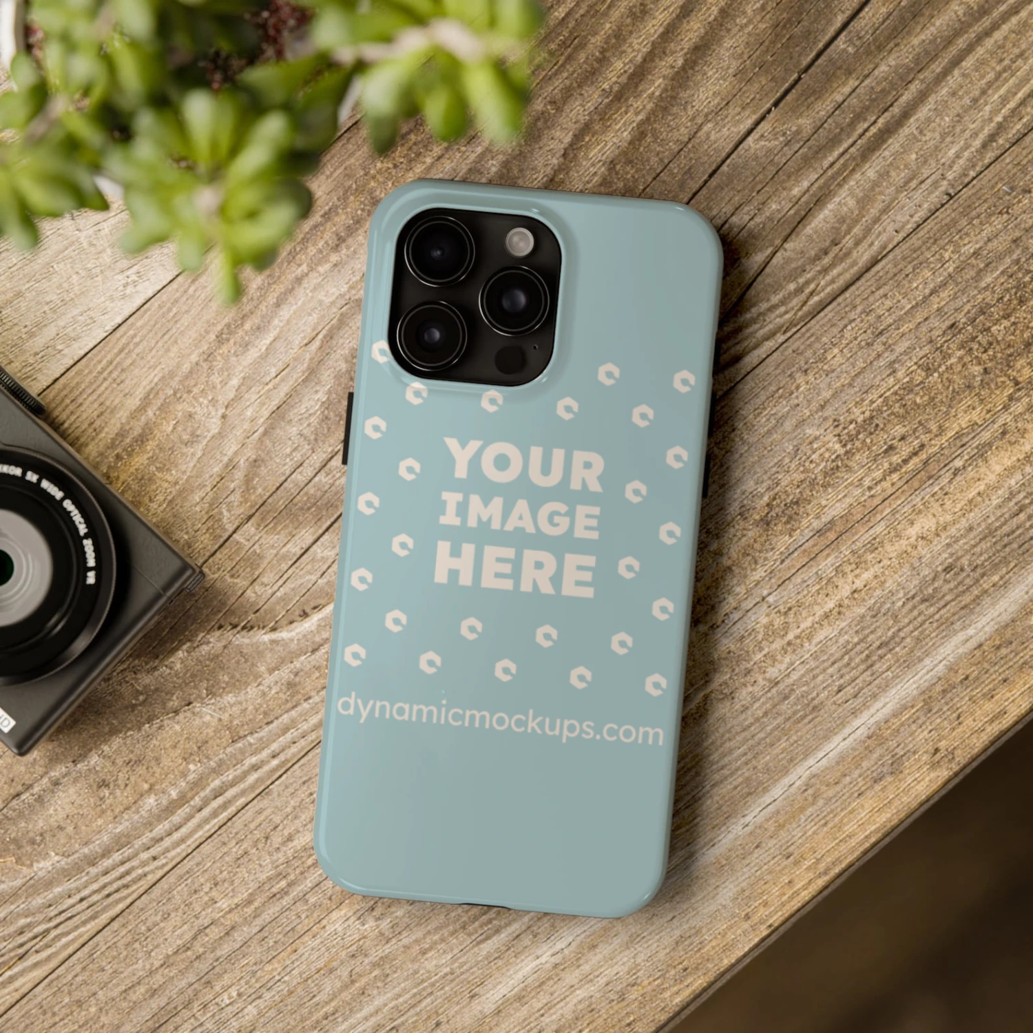 iPhone Light Blue Phone Case Mockup Template #3945 + PSD | Use It Now