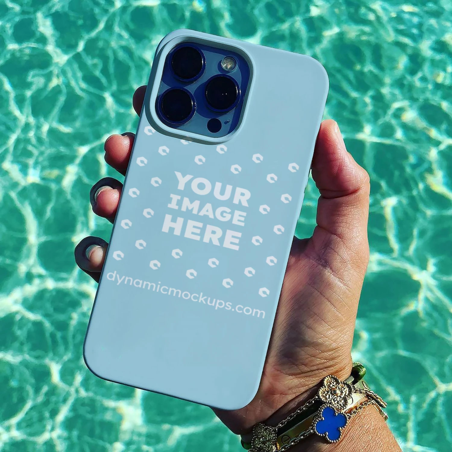 iPhone Light Blue Phone Case Mockup Template #3955 + PSD | Use It Now