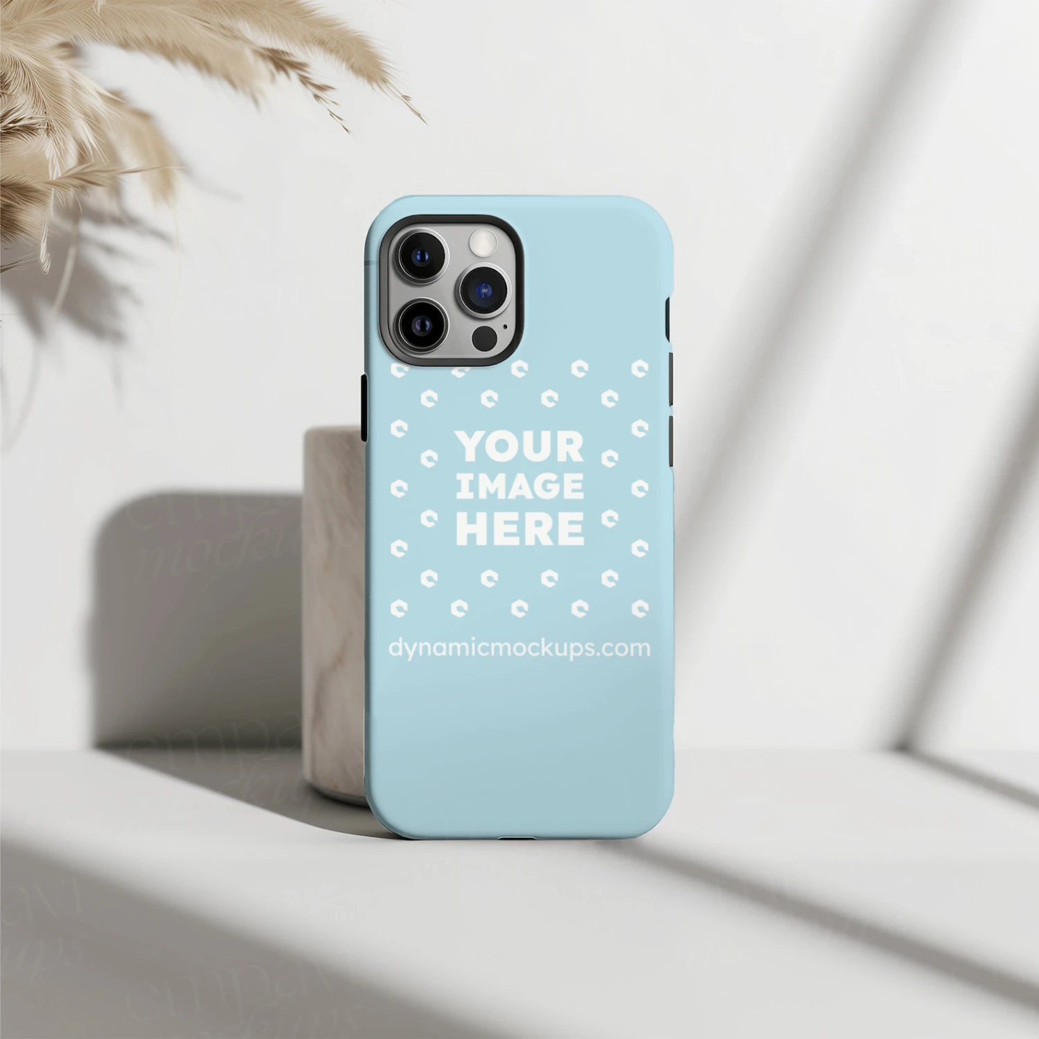 iPhone Light Blue Phone Case Mockup Template #3959 + PSD | Use It Now