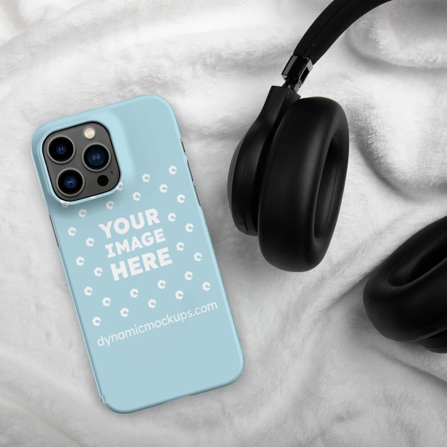 iPhone Light Blue Phone Case Mockup Template