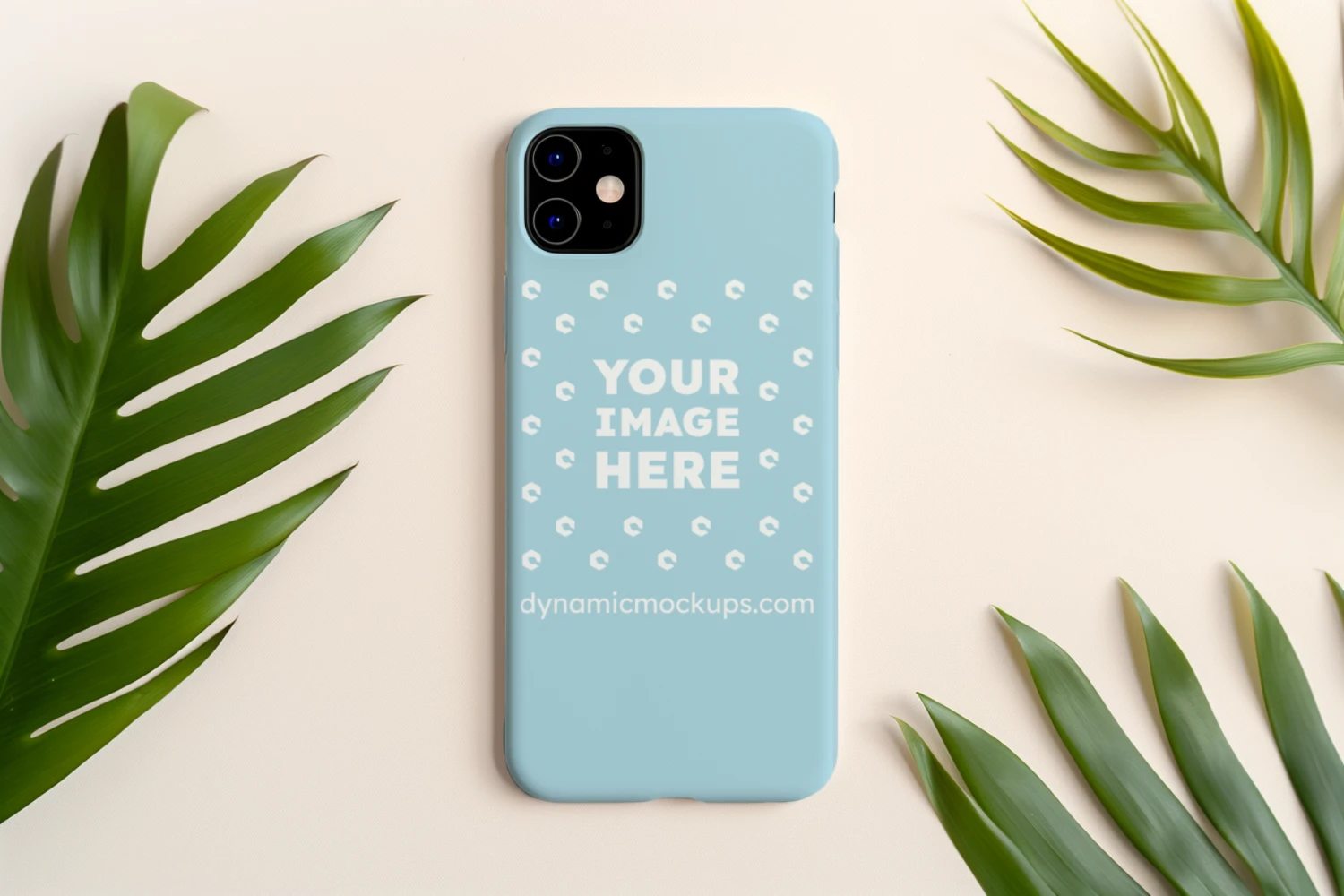 iPhone Light Blue Phone Case Mockup Template