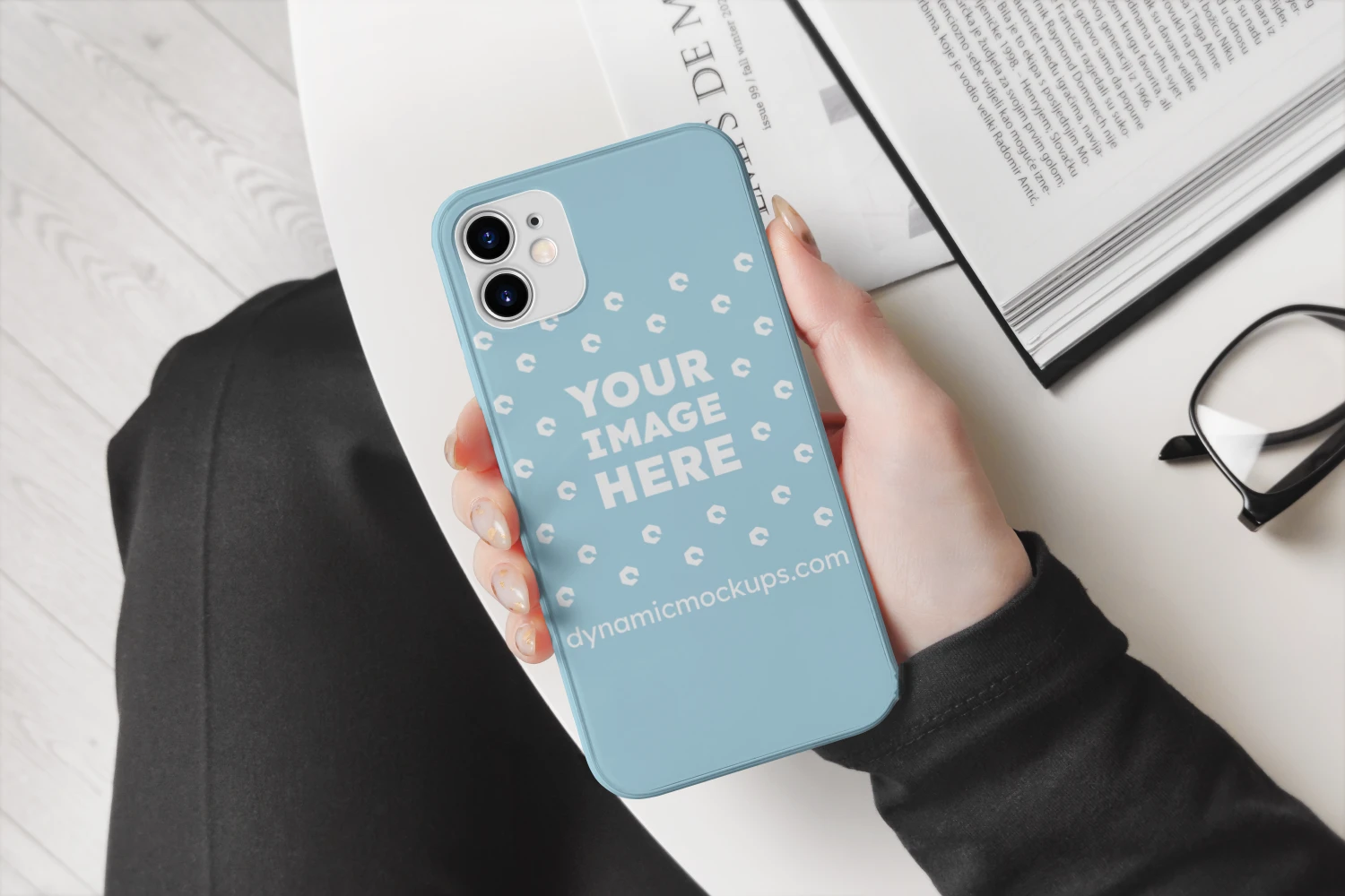 iPhone Light Blue Phone Case Mockup Template