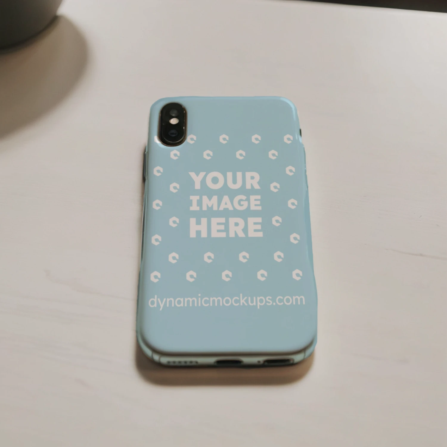 iPhone Light Blue Phone Case Mockup Template #3967 + PSD | Use It Now