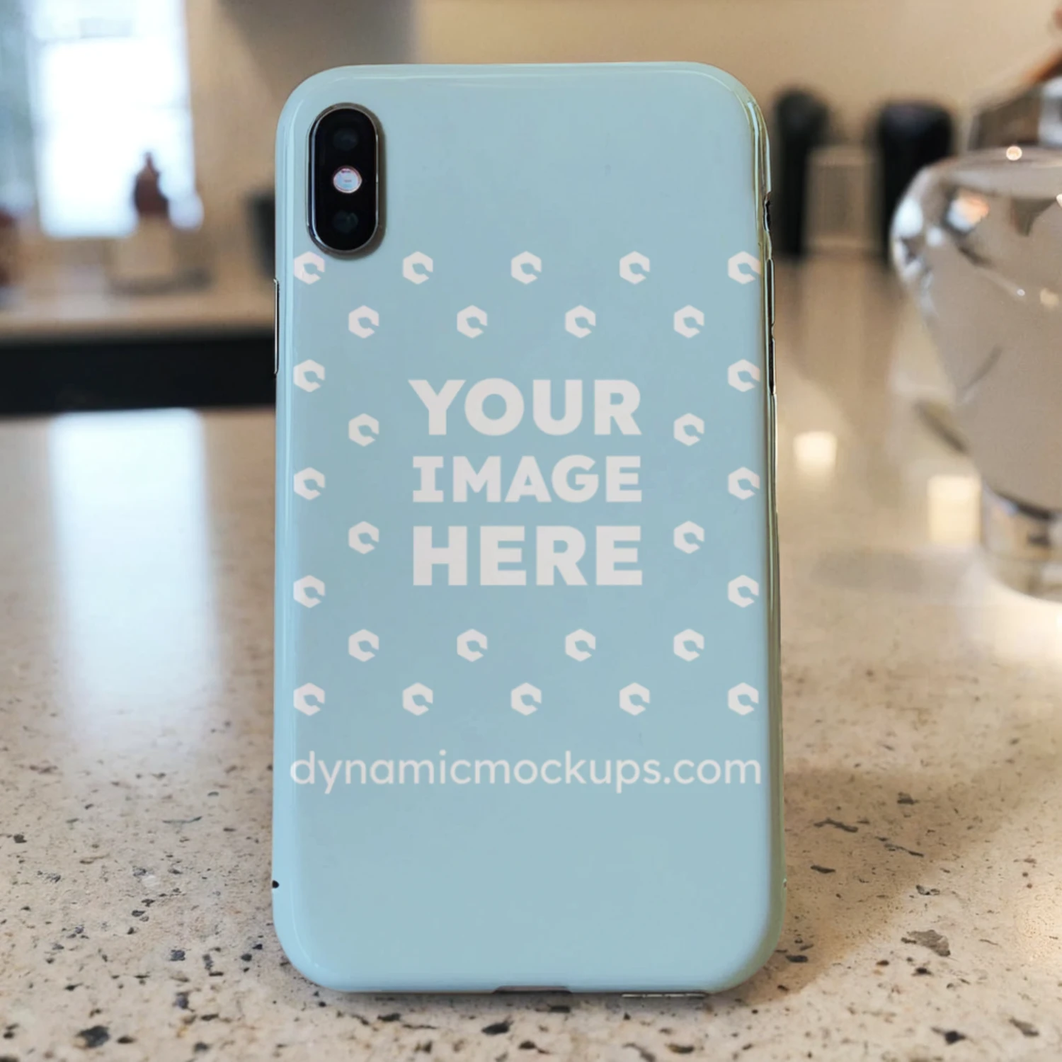iPhone Light Blue Phone Case Mockup Template