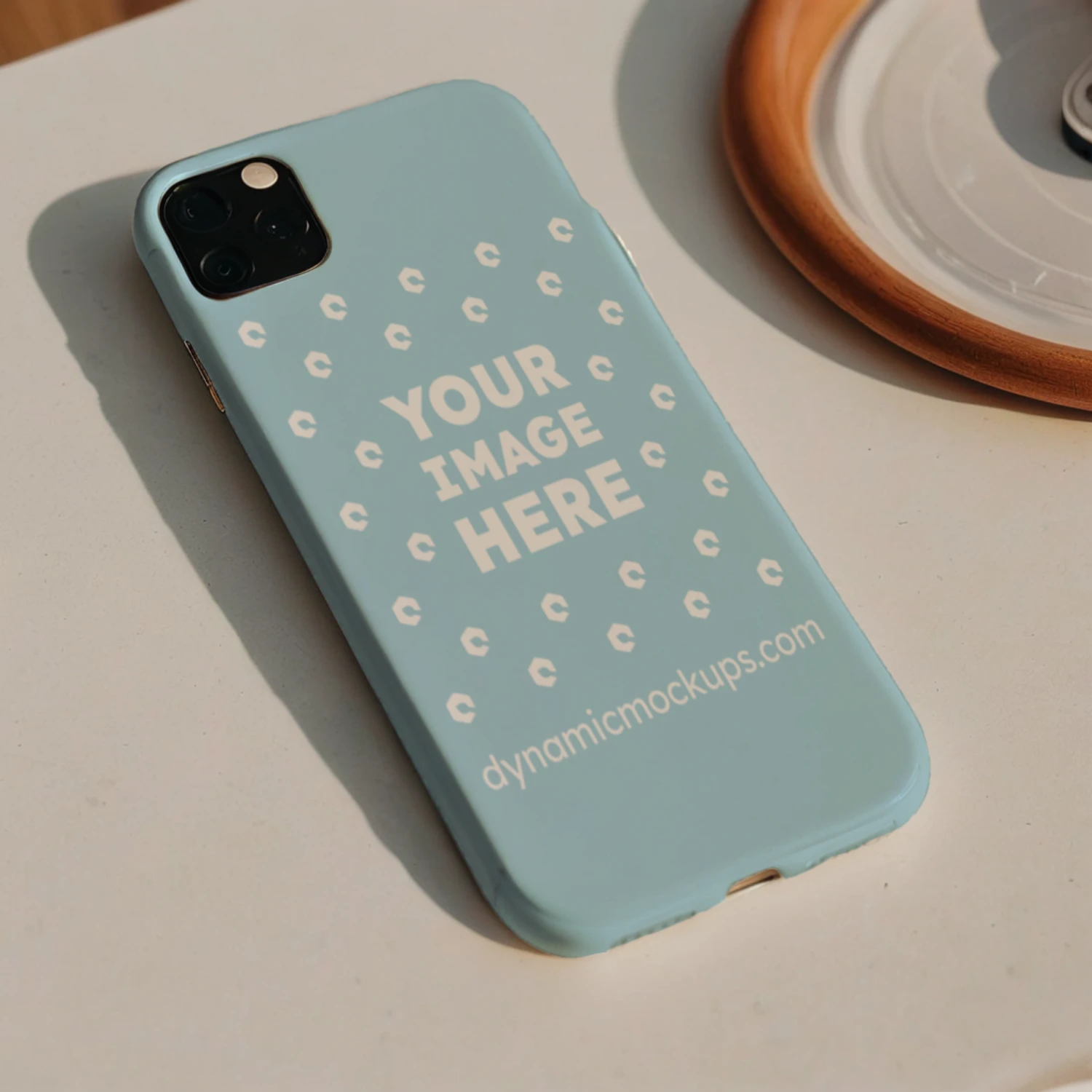 iPhone Light Blue Phone Case Mockup Template