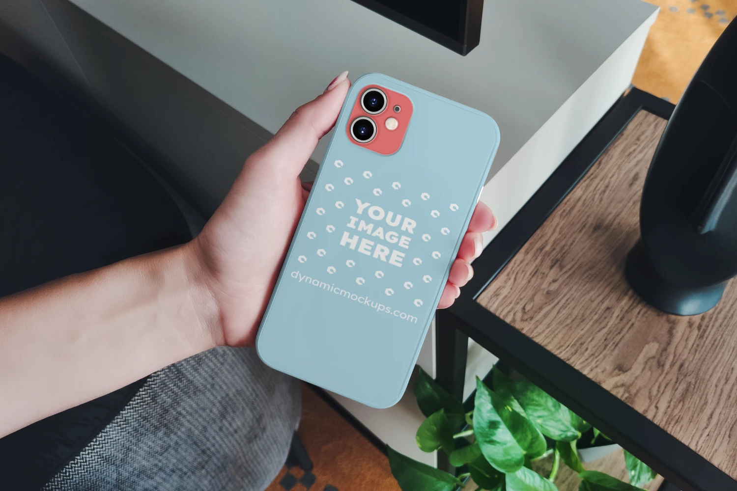 iPhone Light Blue Phone Case Mockup Template