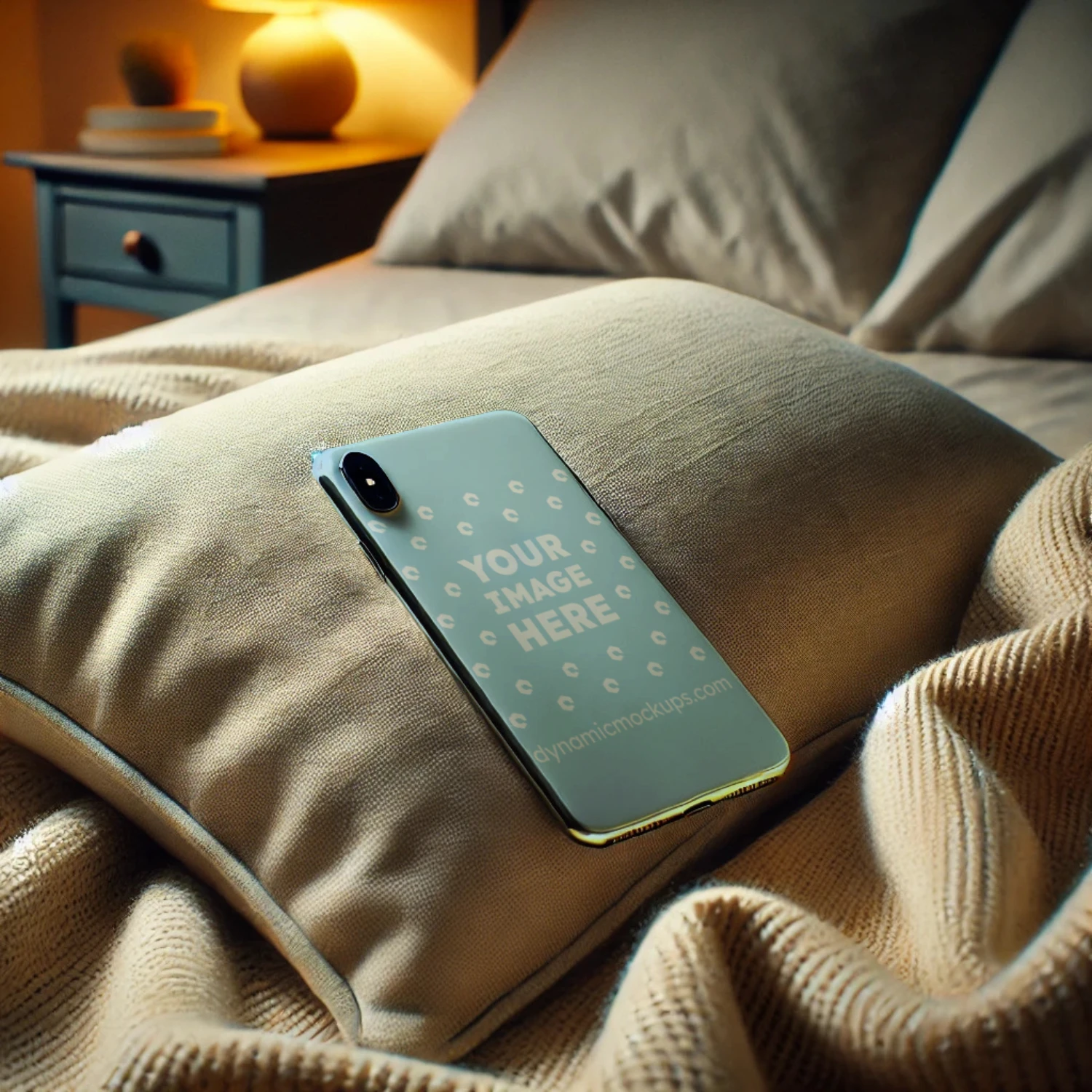 iPhone Light Blue Phone Case Mockup Template #3986 + PSD | Use It Now