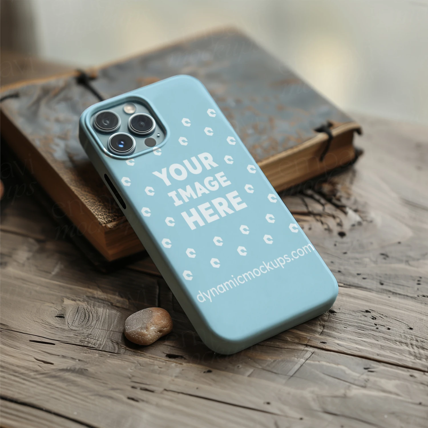 iPhone Light Blue Phone Case Mockup Template #3990 + PSD | Use It Now
