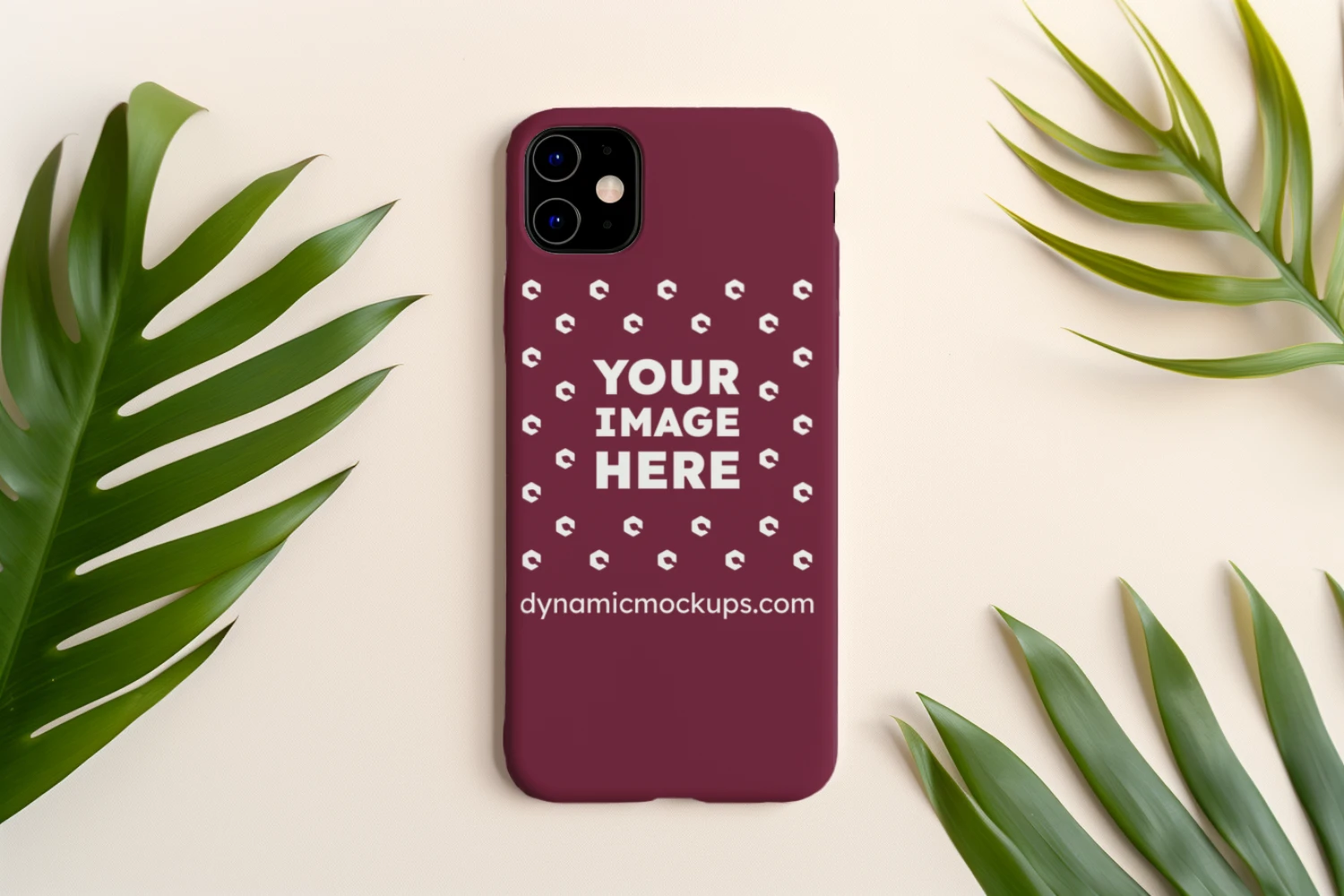 iPhone Maroon Phone Case Mockup Template #3965 + PSD | Use It Now