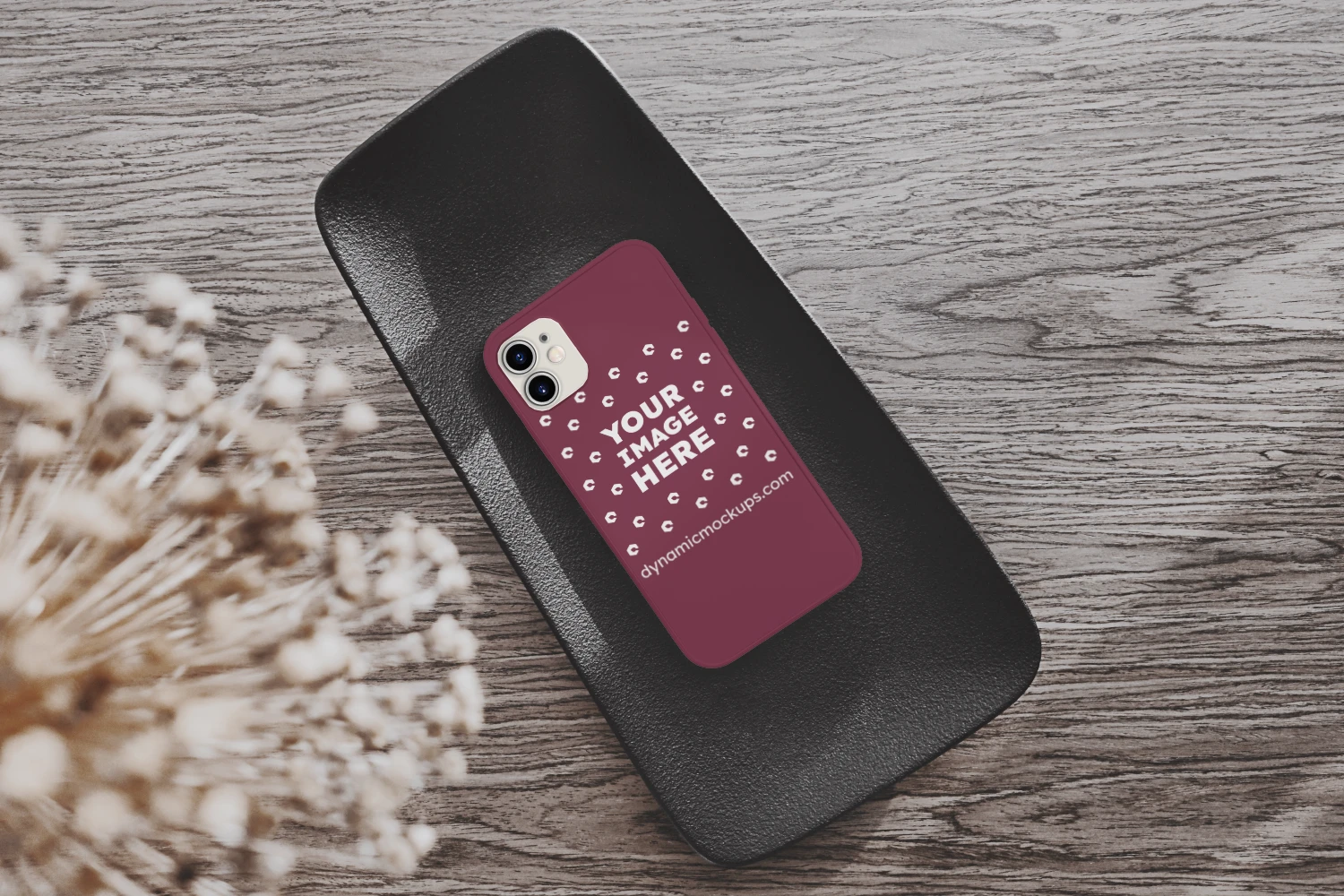 iPhone Maroon Phone Case Mockup Template #3972 + PSD | Use It Now