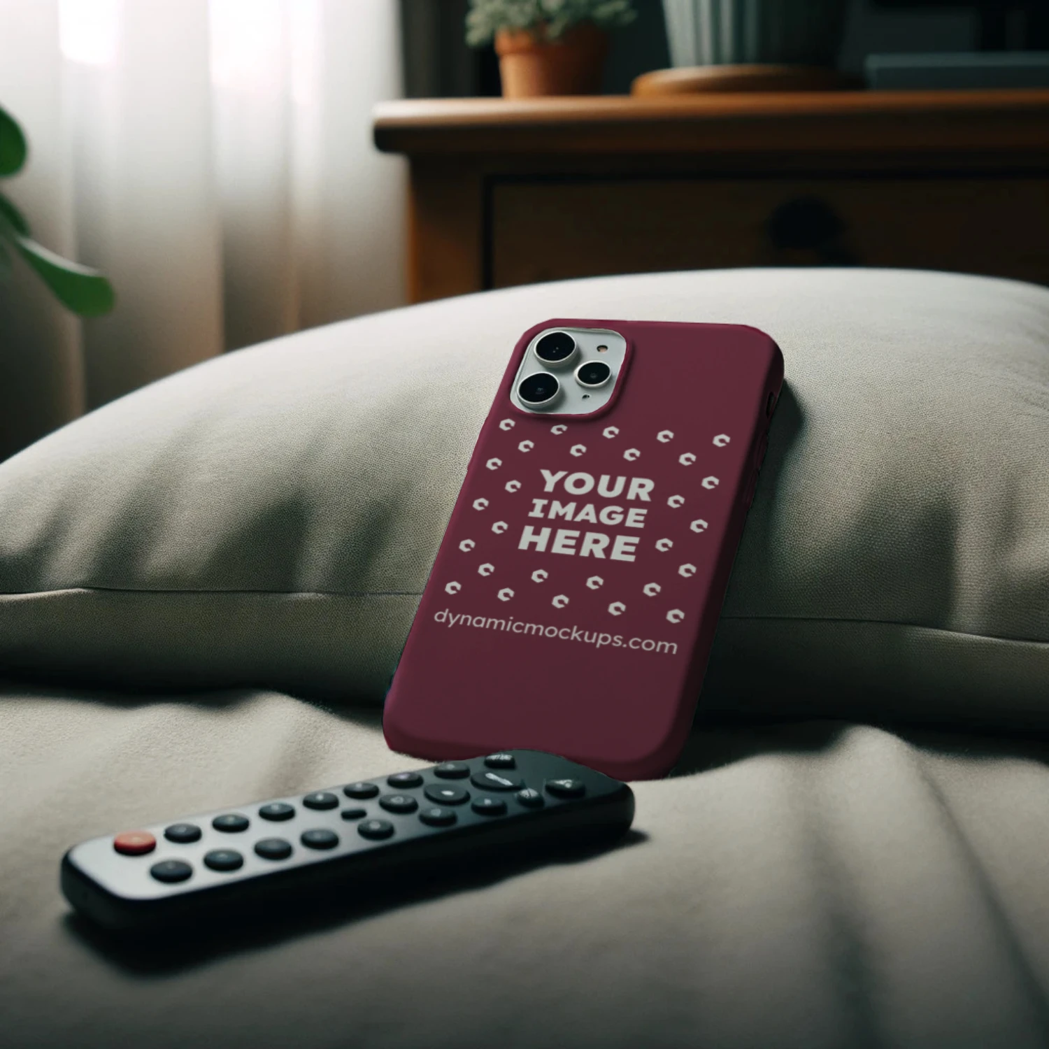 iPhone Maroon Phone Case Mockup Template