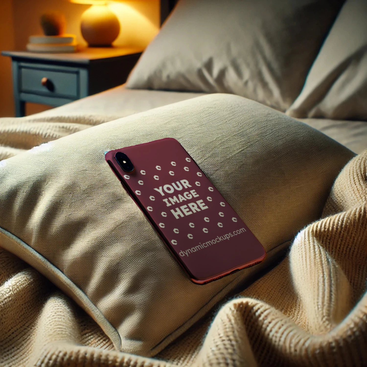 iPhone Maroon Phone Case Mockup Template