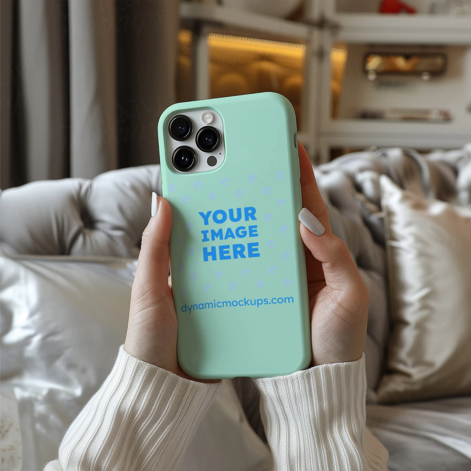 iPhone Mint Phone Case Mockup Template #3954 + PSD | Use It Now
