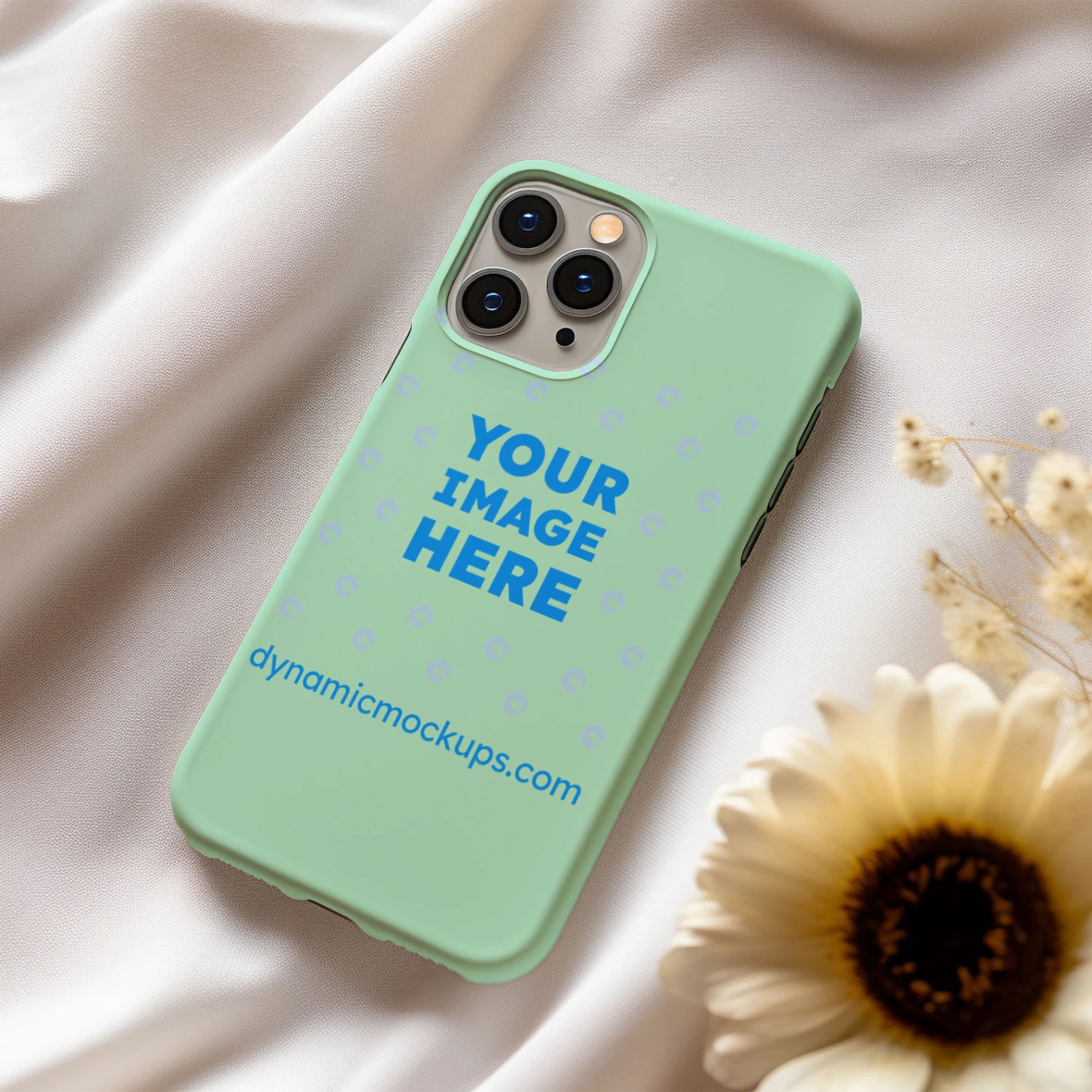 iPhone Mint Phone Case Mockup Template #3984 + PSD | Use It Now