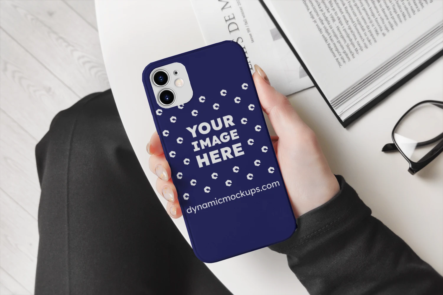iPhone Navy Blue Phone Case Mockup Template