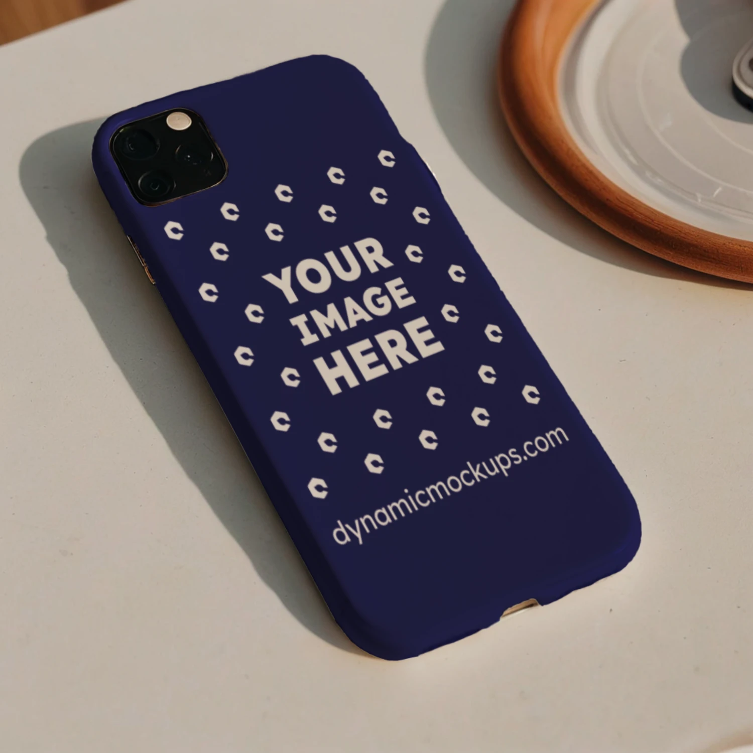 iPhone Navy Blue Phone Case Mockup Template #3971 + PSD | Use It Now