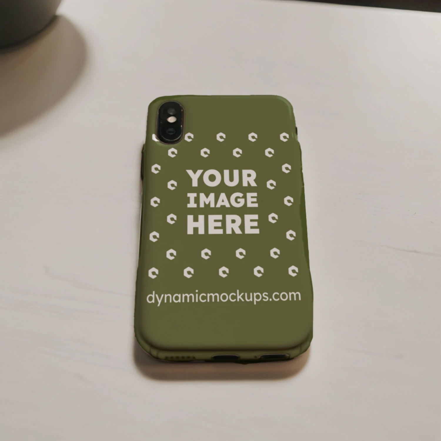 iPhone Olive Green Phone Case Mockup Template #3967 + PSD | Use It Now