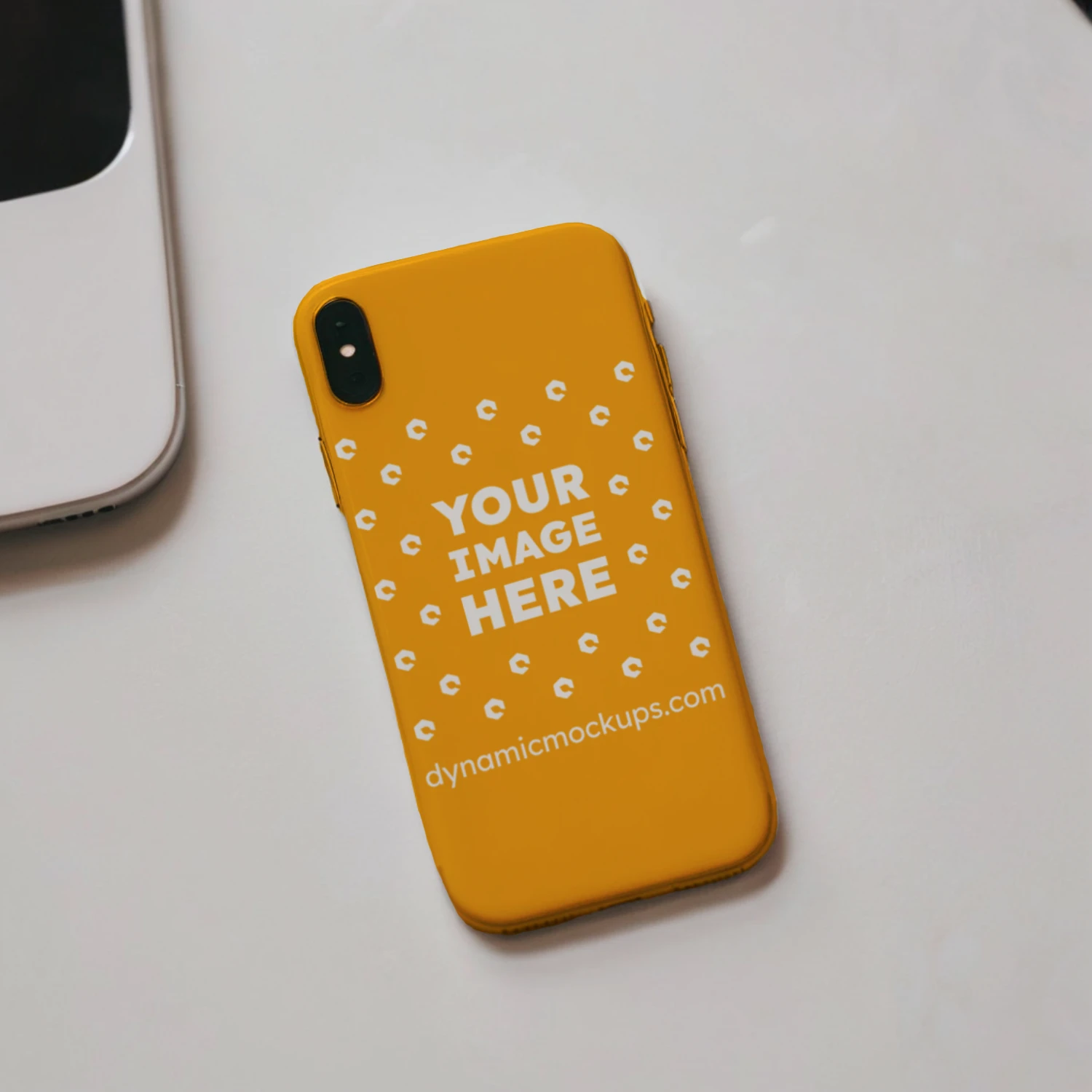 iPhone Orange Phone Case Mockup Template #3962 + PSD | Use It Now