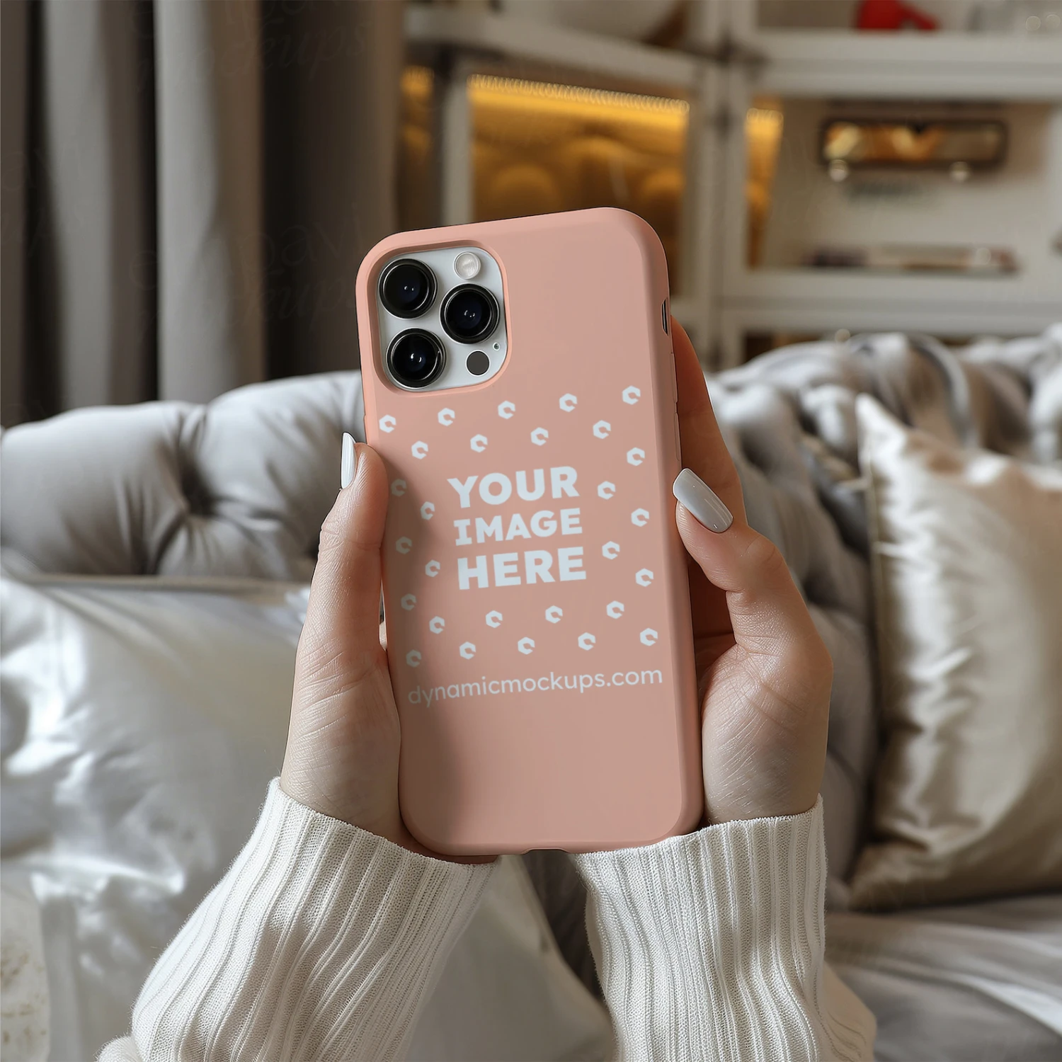 iPhone Peach Phone Case Mockup Template