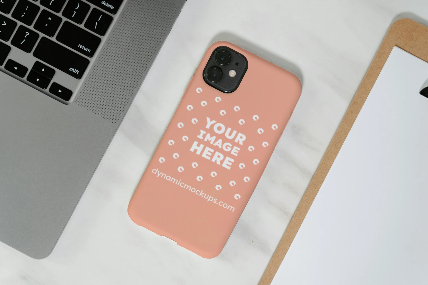 iPhone Peach Phone Case Mockup Template #3960 + PSD | Use It Now