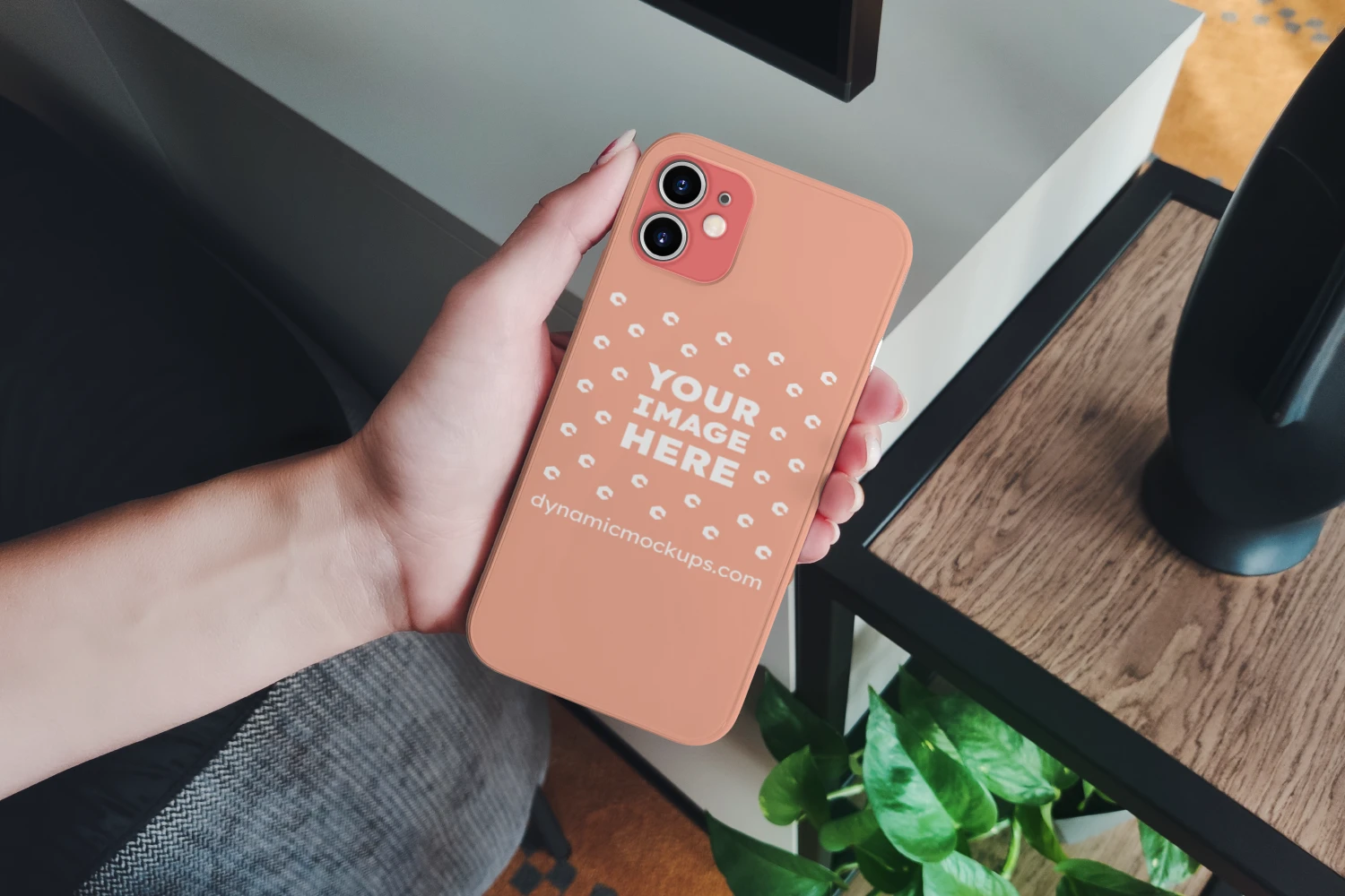 iPhone Peach Phone Case Mockup Template