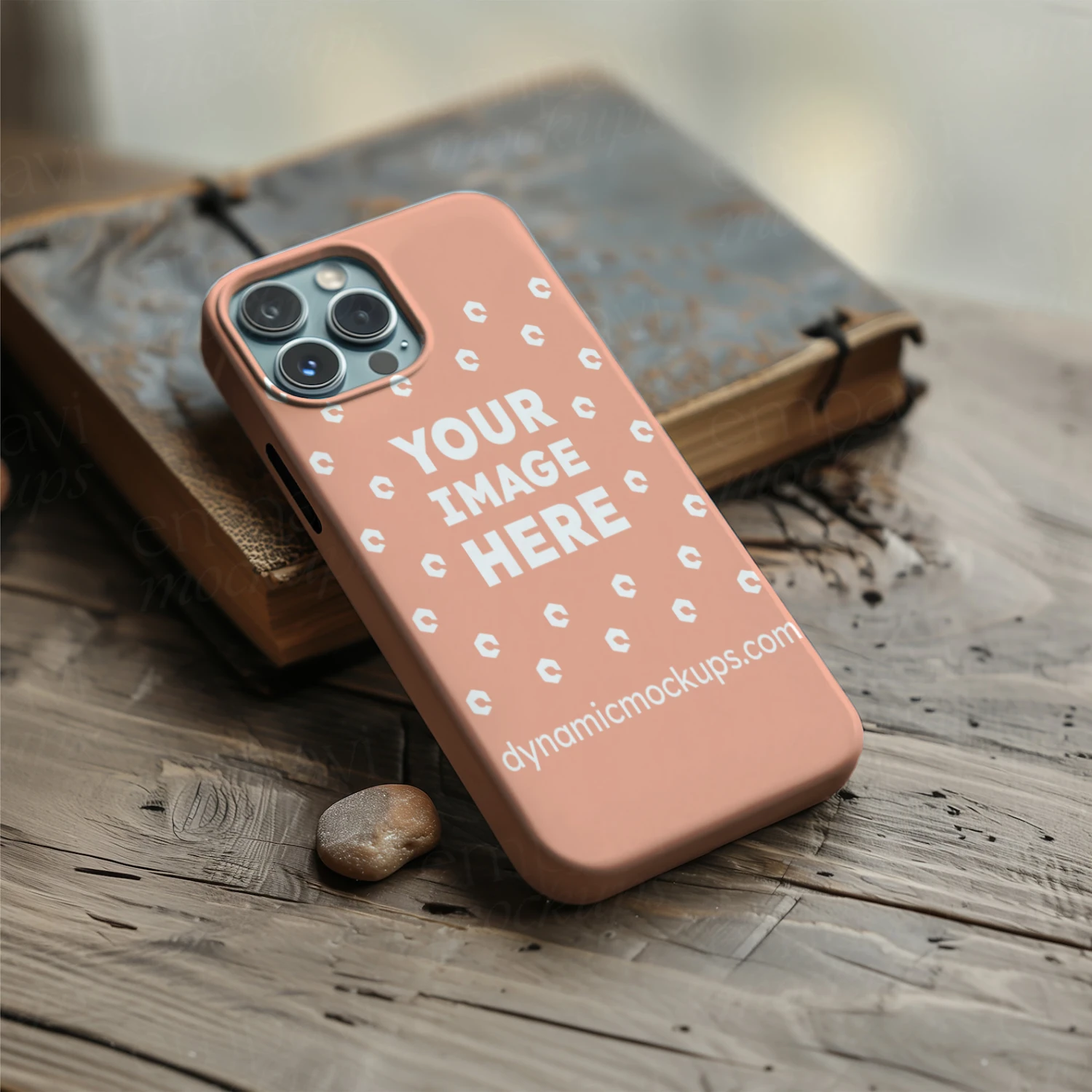 iPhone Peach Phone Case Mockup Template #3990 + PSD | Use It Now