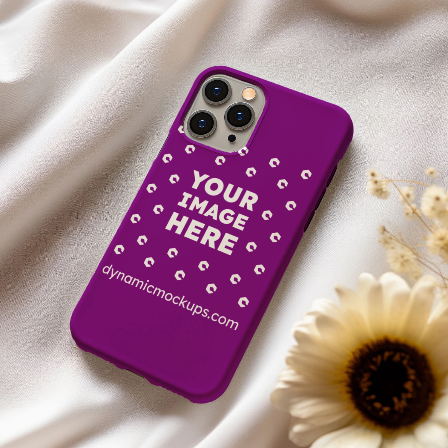 iPhone Purple Phone Case Mockup Template #3984 + PSD | Use It Now