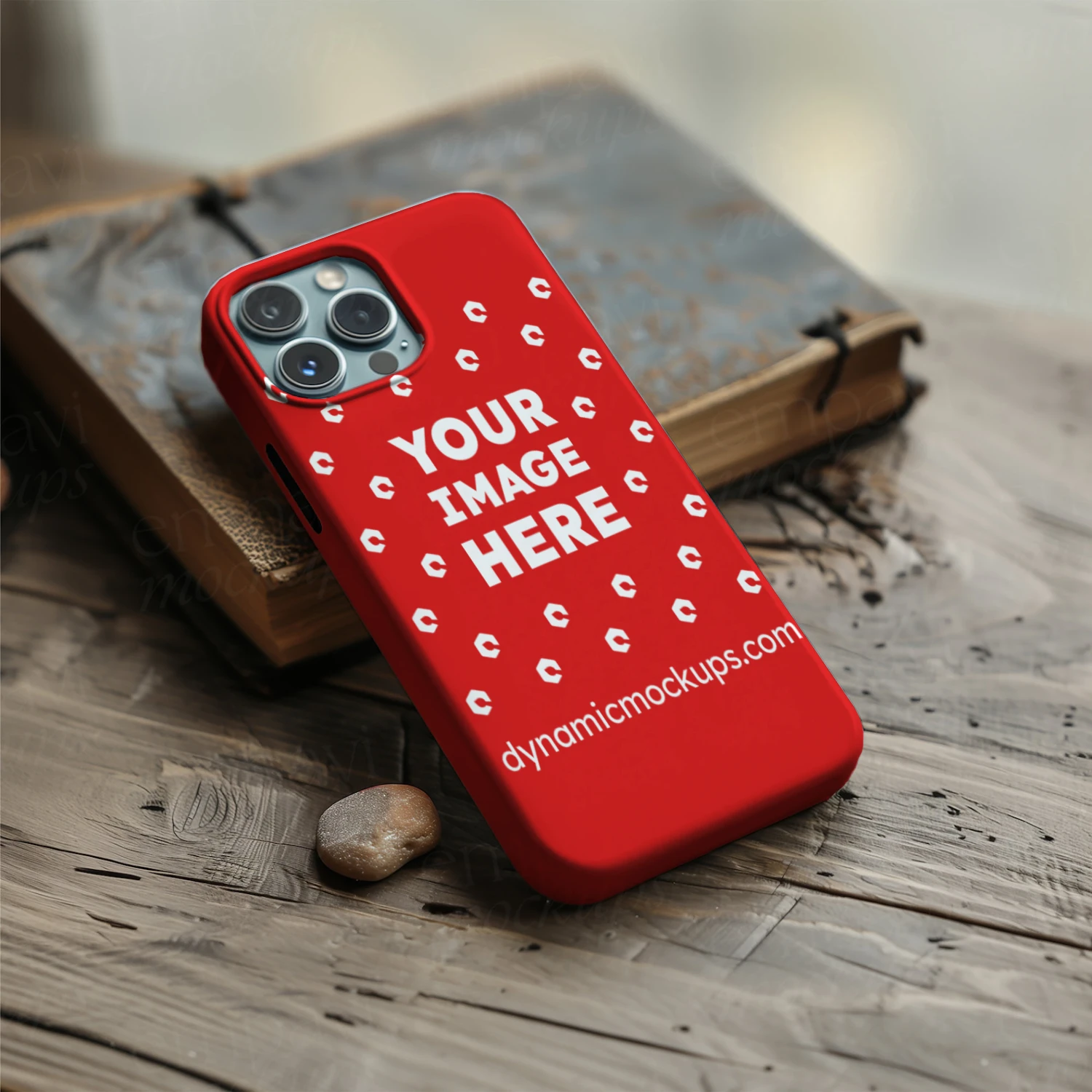iPhone Red Phone Case Mockup Template #3990 + PSD | Use It Now