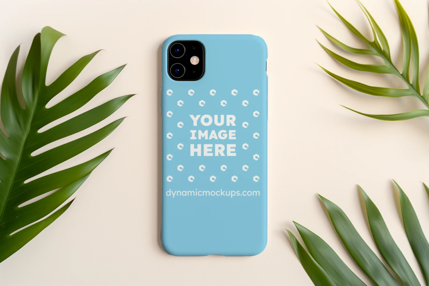iPhone Sky Blue Phone Case Mockup Template