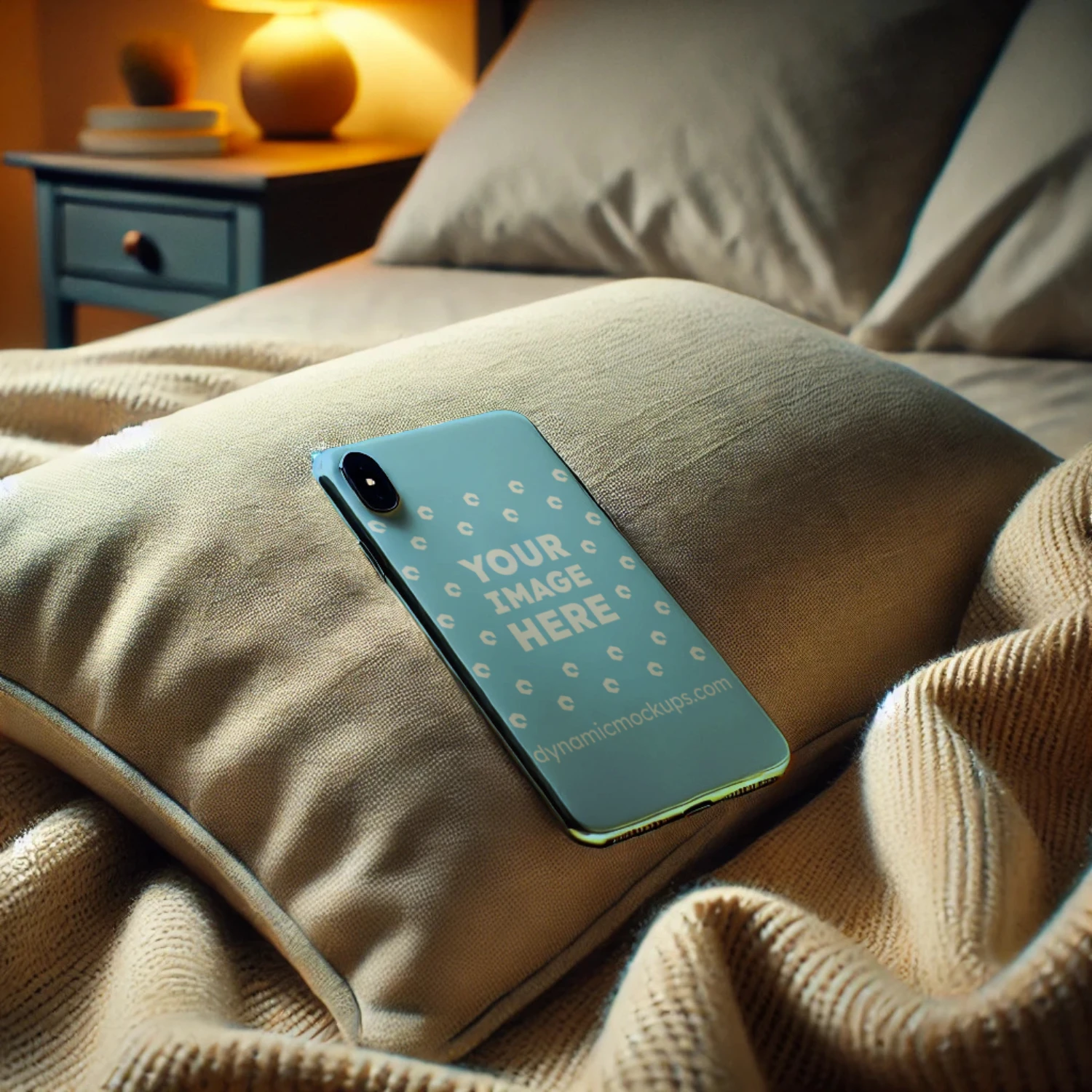 iPhone Sky Blue Phone Case Mockup Template #3986 + PSD | Use It Now