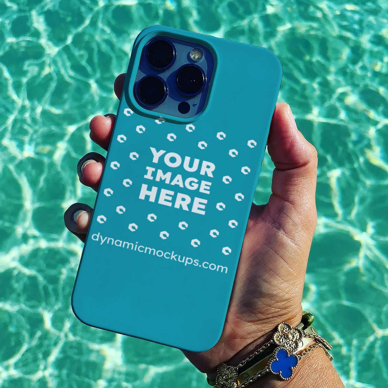 iPhone Teal Phone Case Mockup Template #3955 + PSD | Use It Now