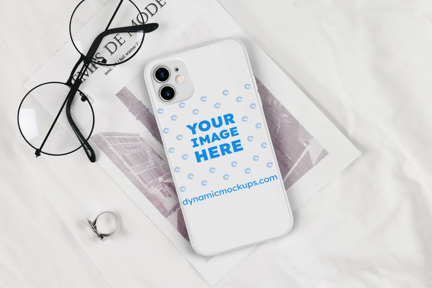 iPhone White Phone Case Mockup Template #3970 + PSD | Use It Now