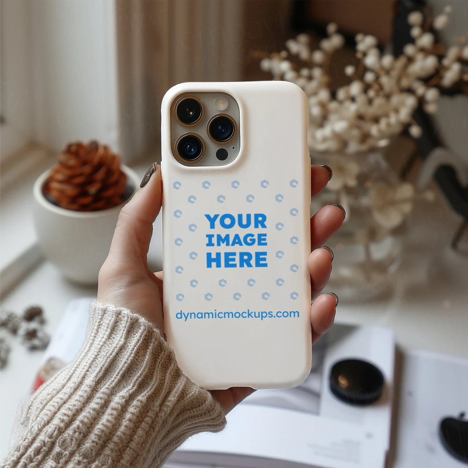 iPhone White Phone Case Mockup Template #3993 + PSD | Use It Now