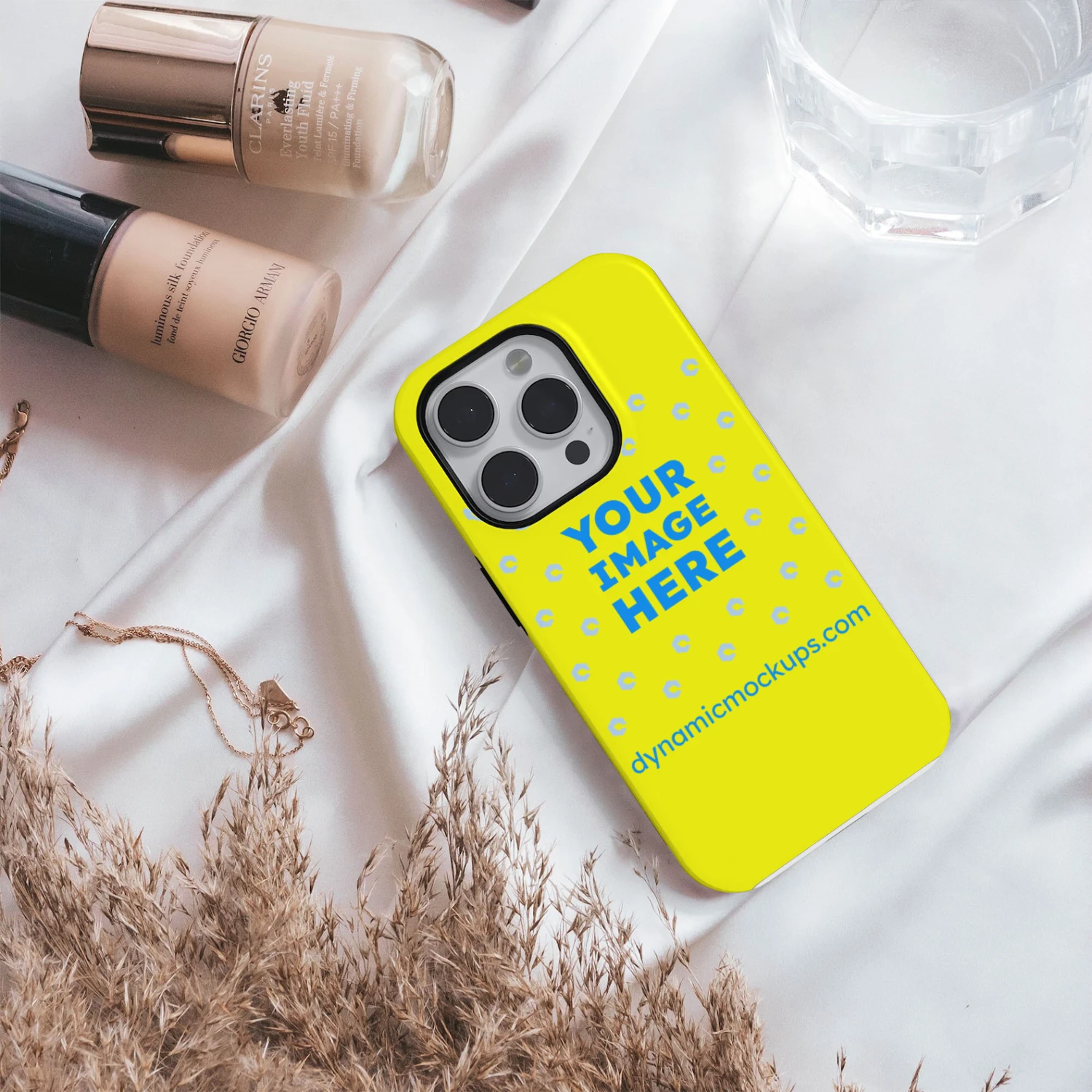 iPhone Yellow Phone Case Mockup Template