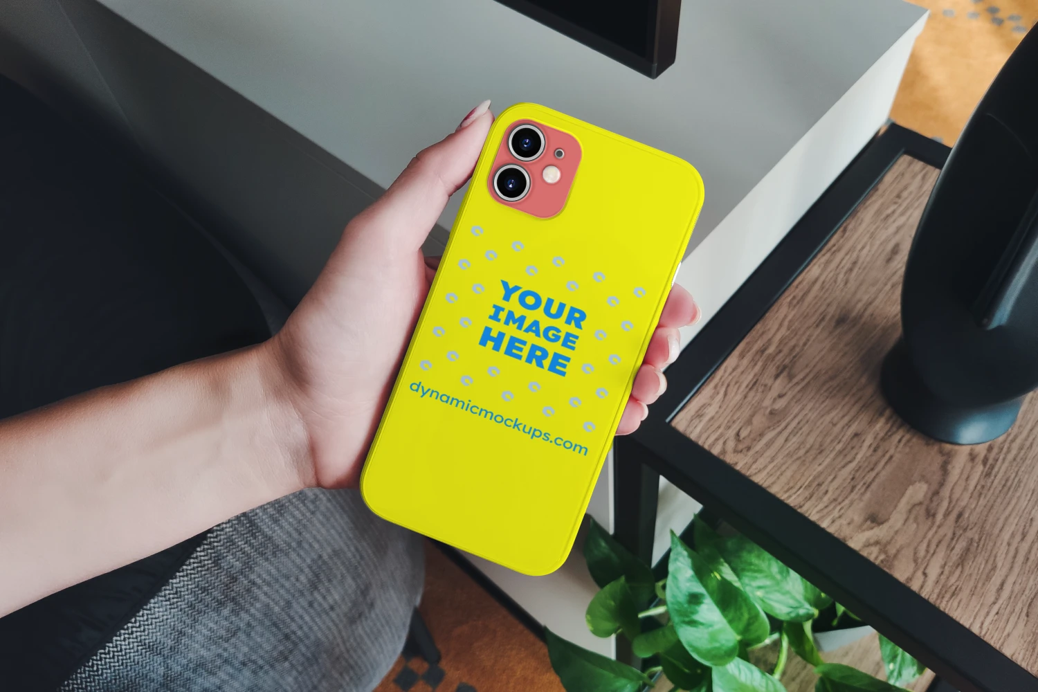 iPhone Yellow Phone Case Mockup Template