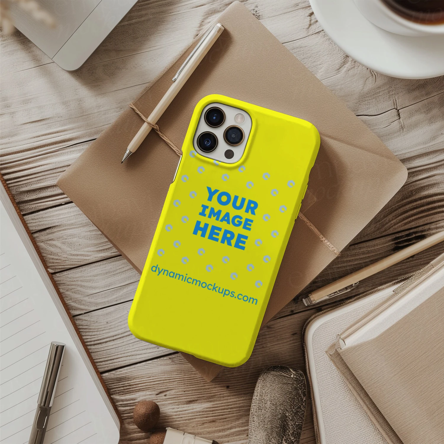iPhone Yellow Phone Case Mockup Template