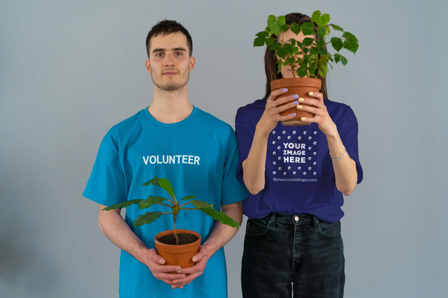 Man Wearing Navy Blue T-shirt Mockup Front View Template #5001 + PSD ...