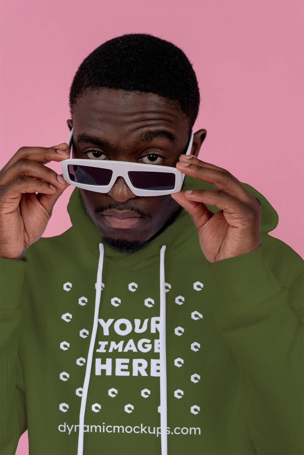 Man Wearing Olive Green Hoodie Mockup Front View Template #6643 + PSD ...