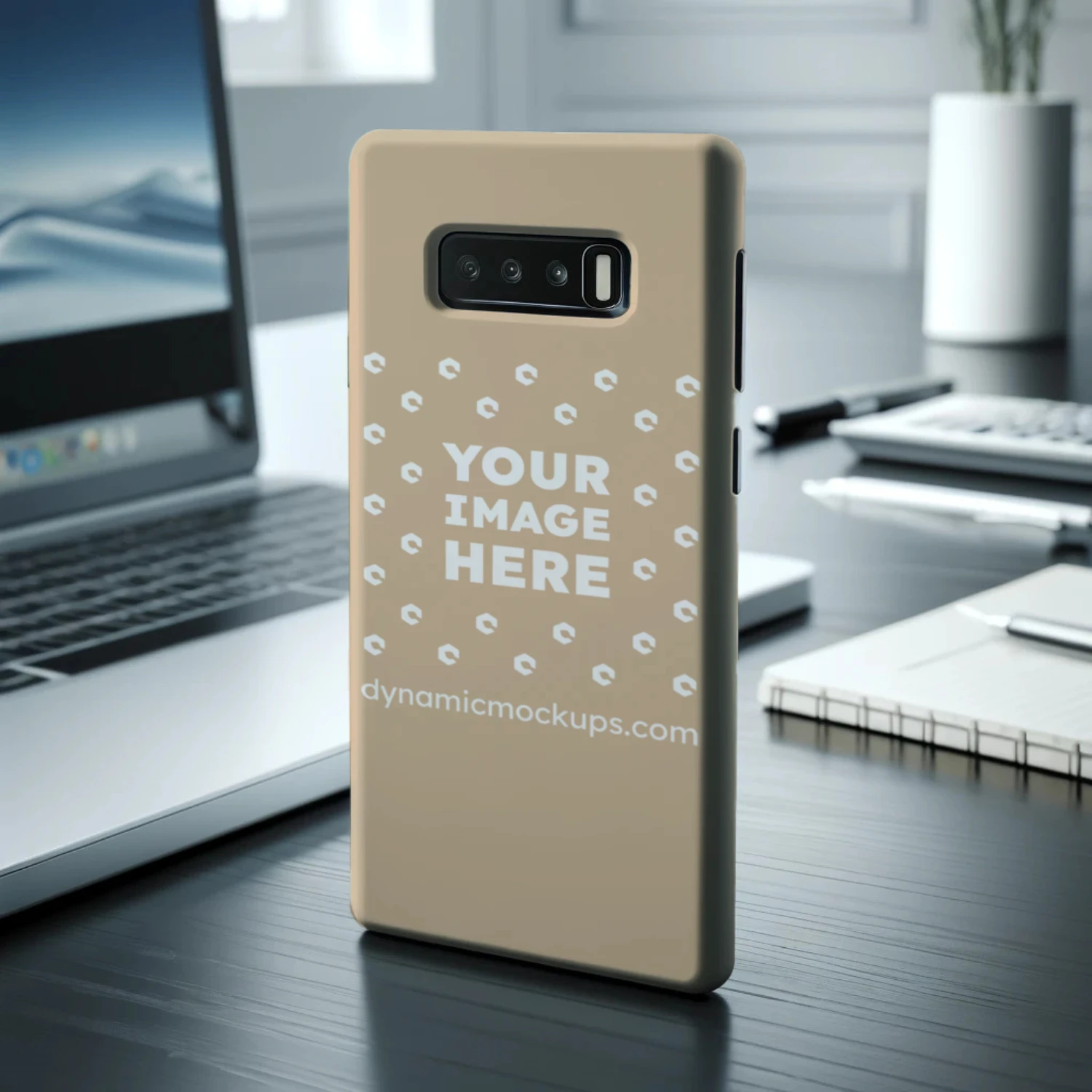 Samsung Beige Phone Case Mockup Template