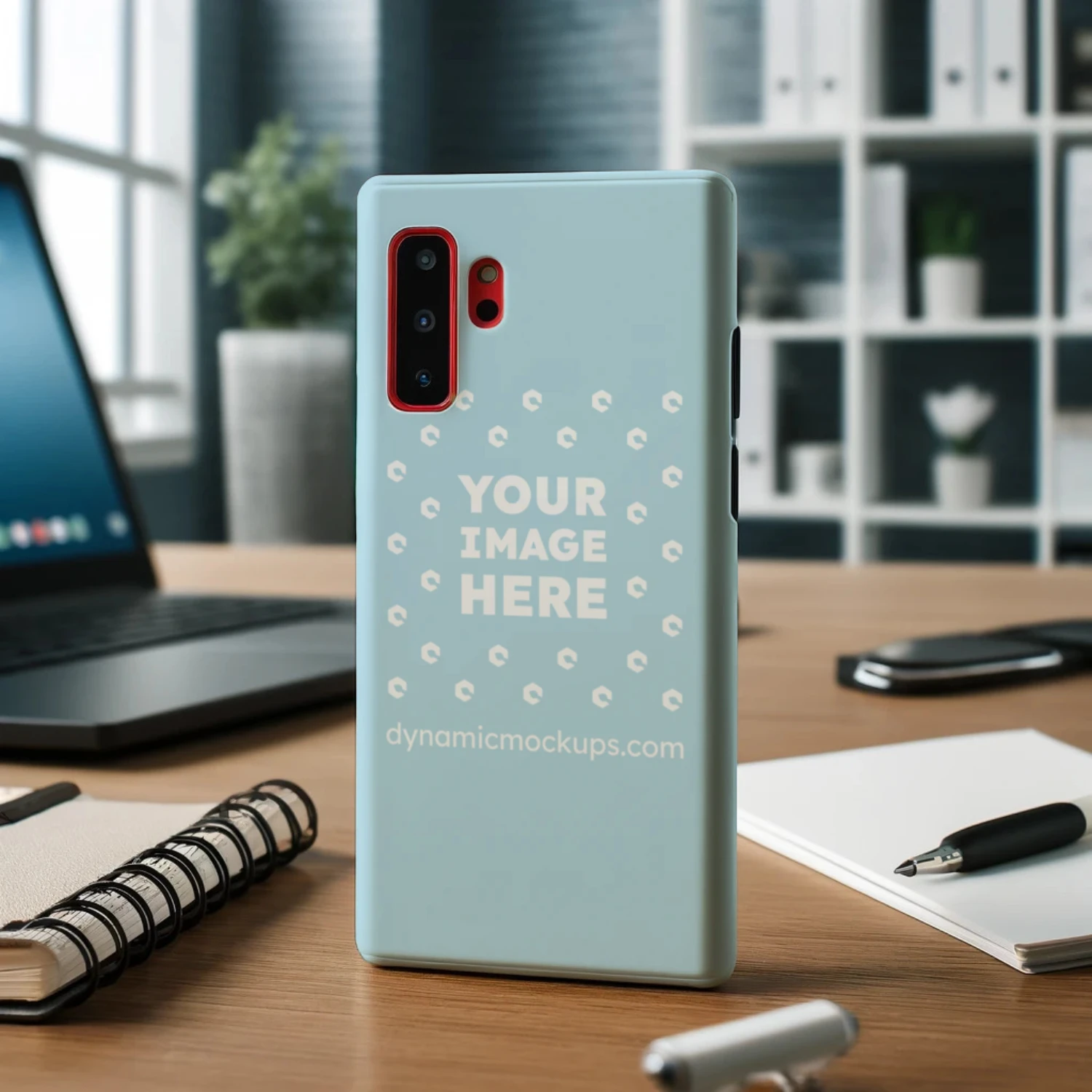 Samsung Light Blue Phone Case Mockup Template #3981 + PSD | Use It Now