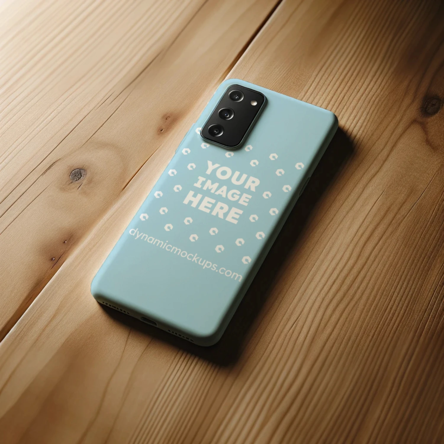 Samsung Light Blue Phone Case Mockup Template #3988 + PSD | Use It Now