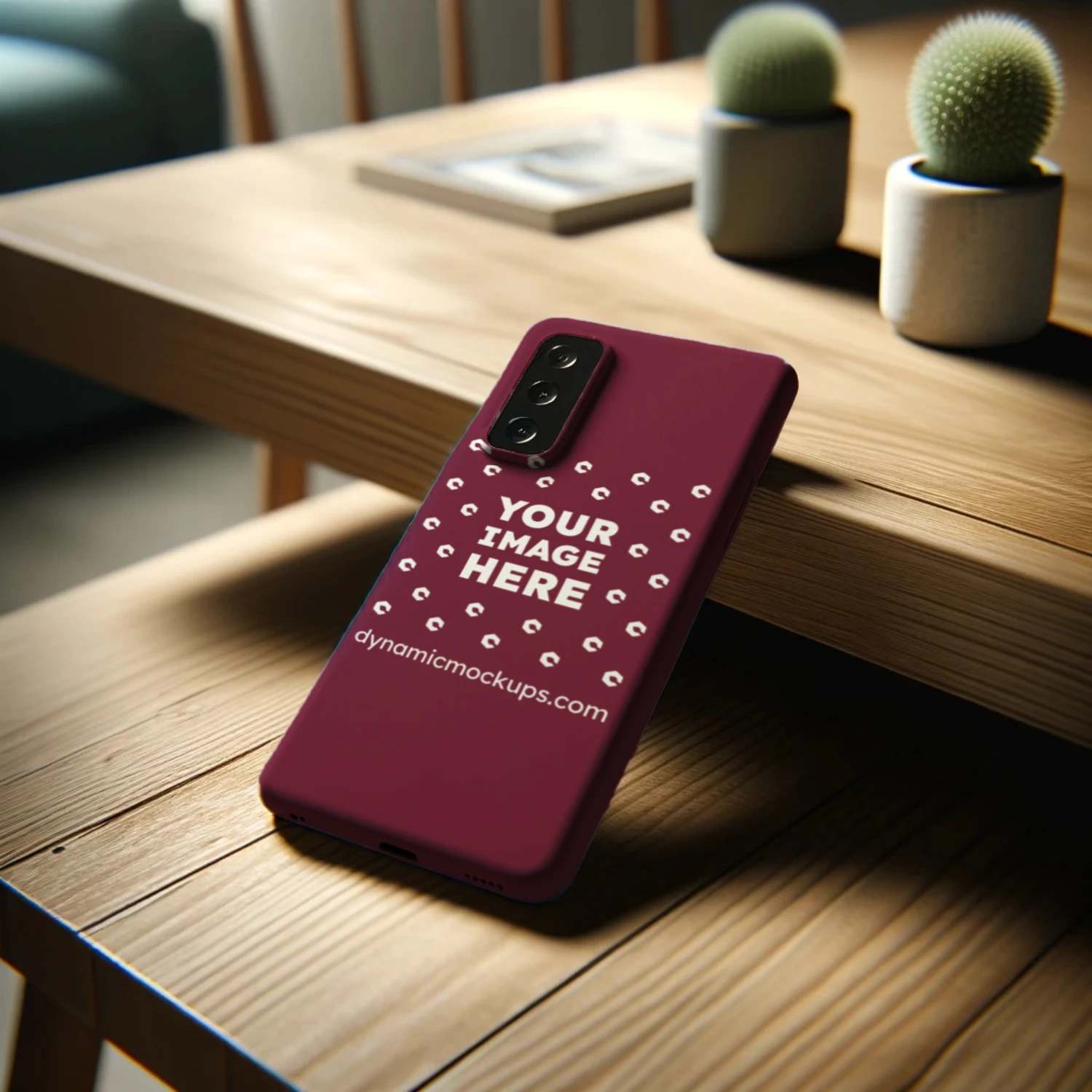 Samsung Maroon Phone Case Mockup Template #3983 + PSD | Use It Now