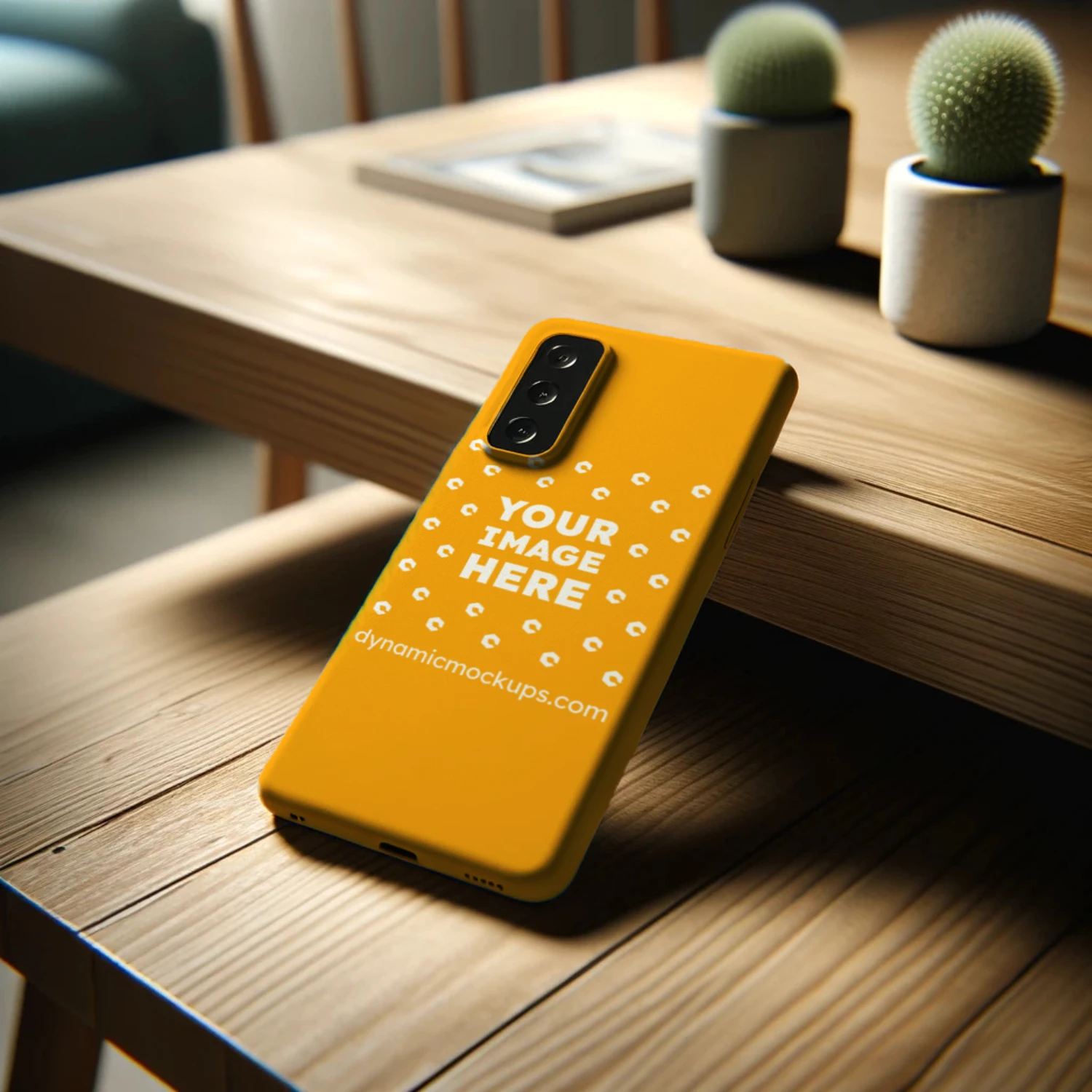 Samsung Orange Phone Case Mockup Template #3983 + PSD | Use It Now